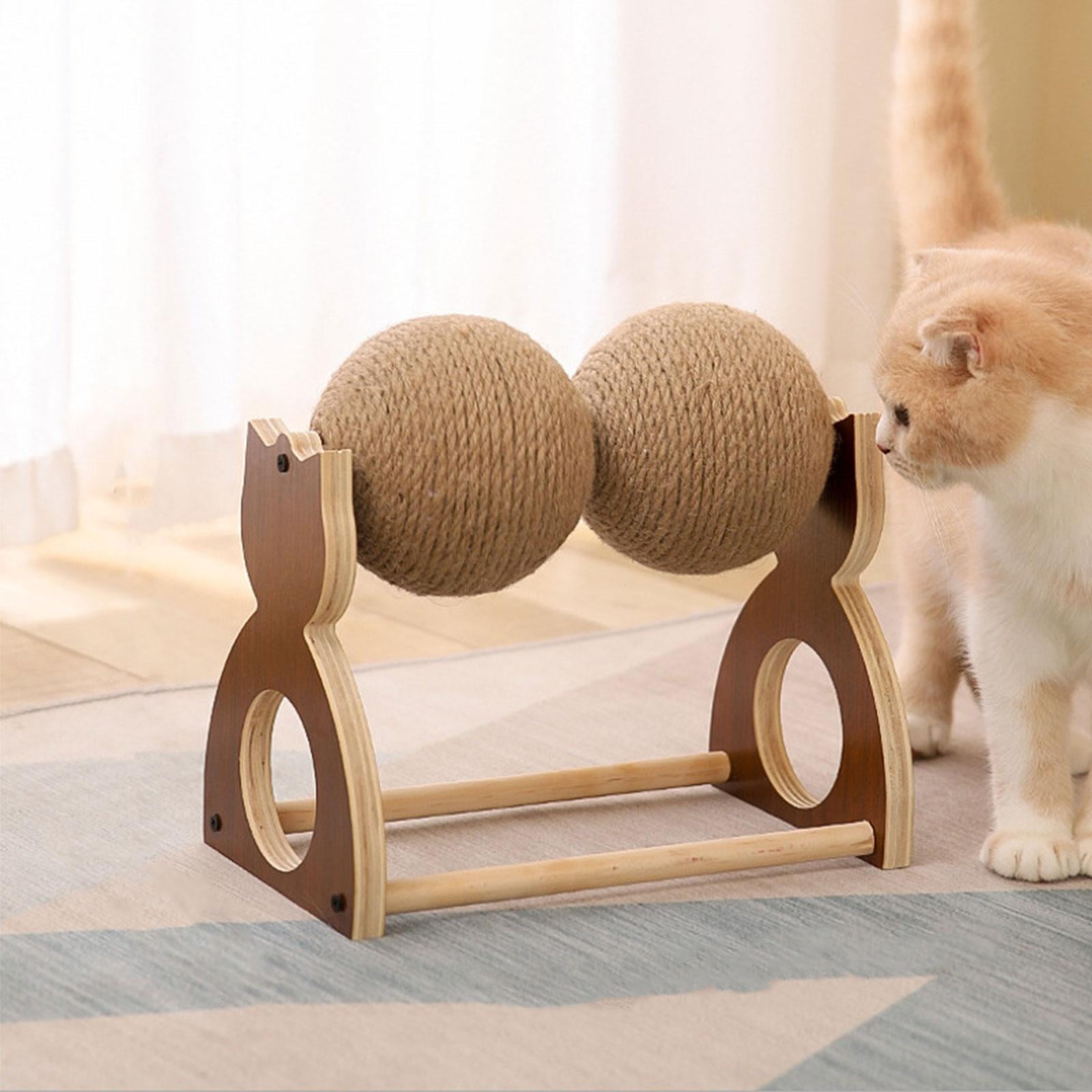 Interactive Cats Stand Wooden Wear-Resistant Grind Claws Track Ball ...