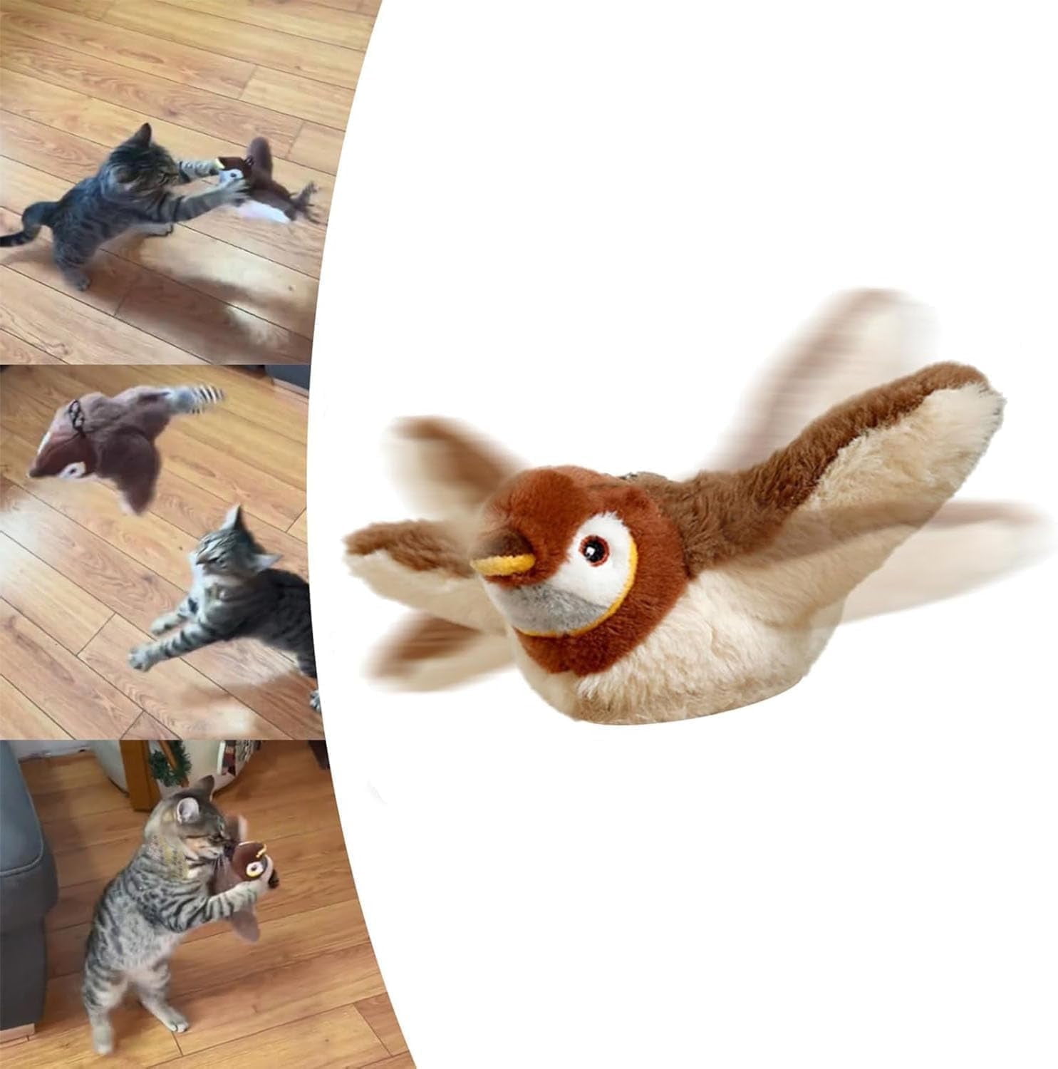 Interactive Chirping Bird Cat Toy，Automatic Chirping Flying Bird Cat ...