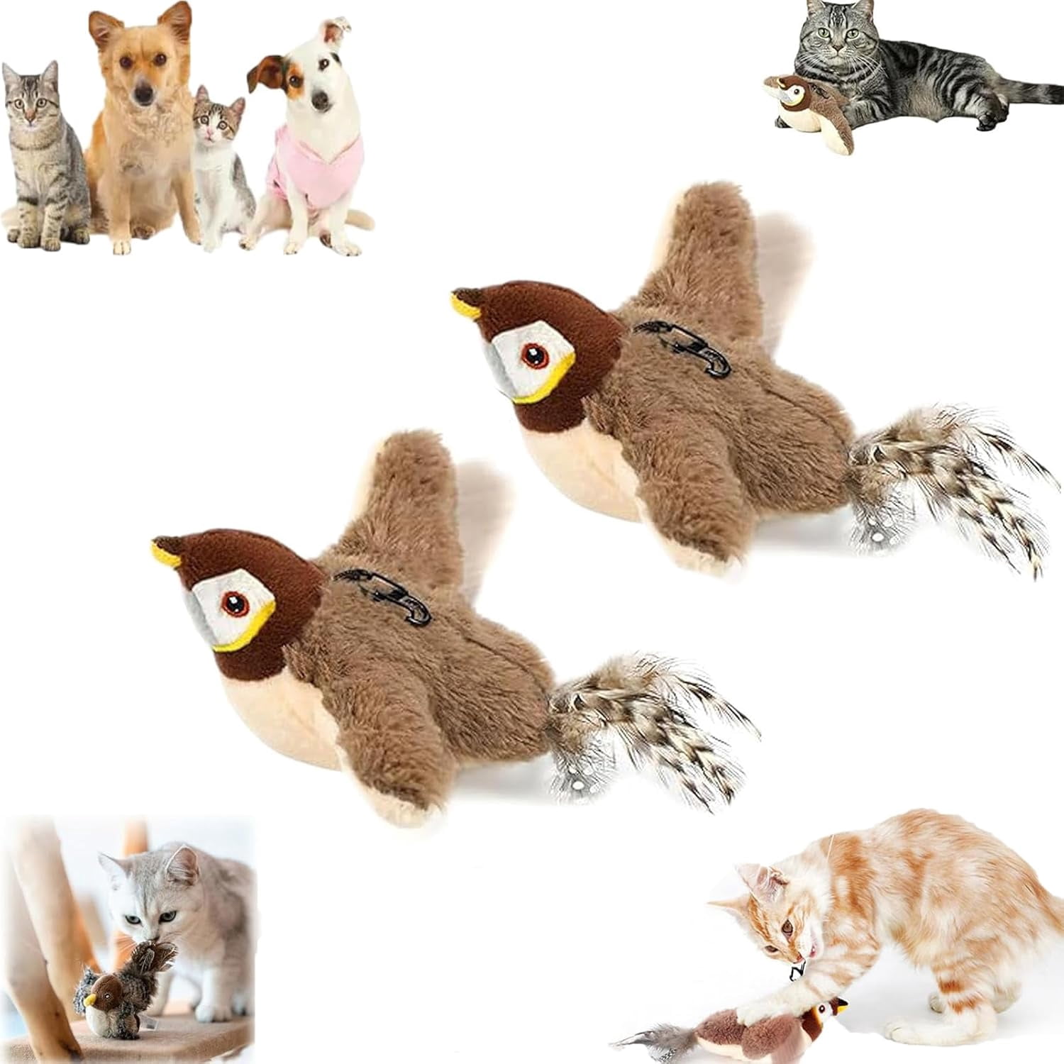 Interactive Chirping Bird Cat Toy, Flapping Bird Cat Toy, 2025 New ...