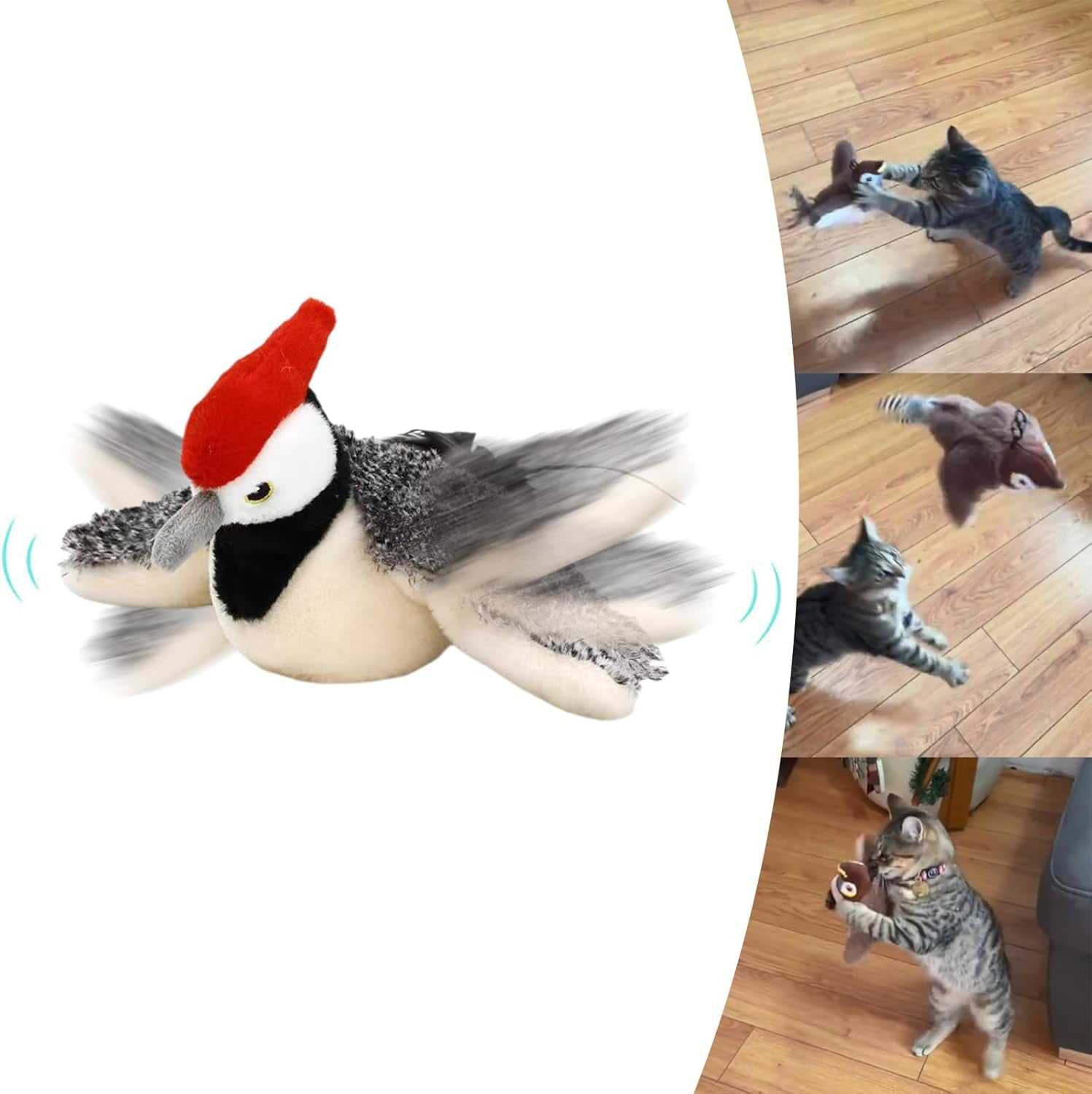 Interactive Chirping Bird Cat Toy, Flapping Bird Cat Toy, Flying Bird ...