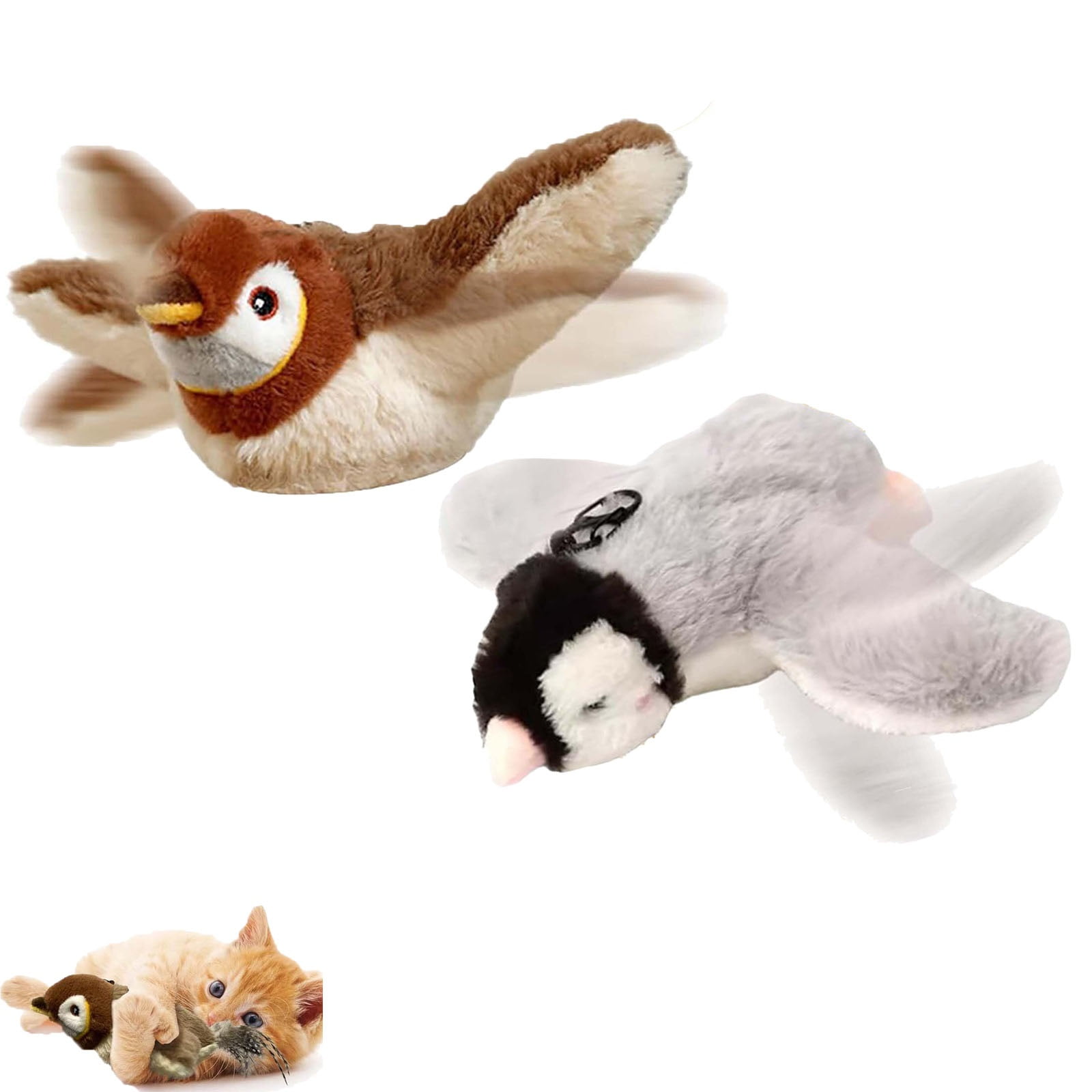 Interactive Chirping Bird Cat Toy Flapping Wings & Realistic Sound for ...