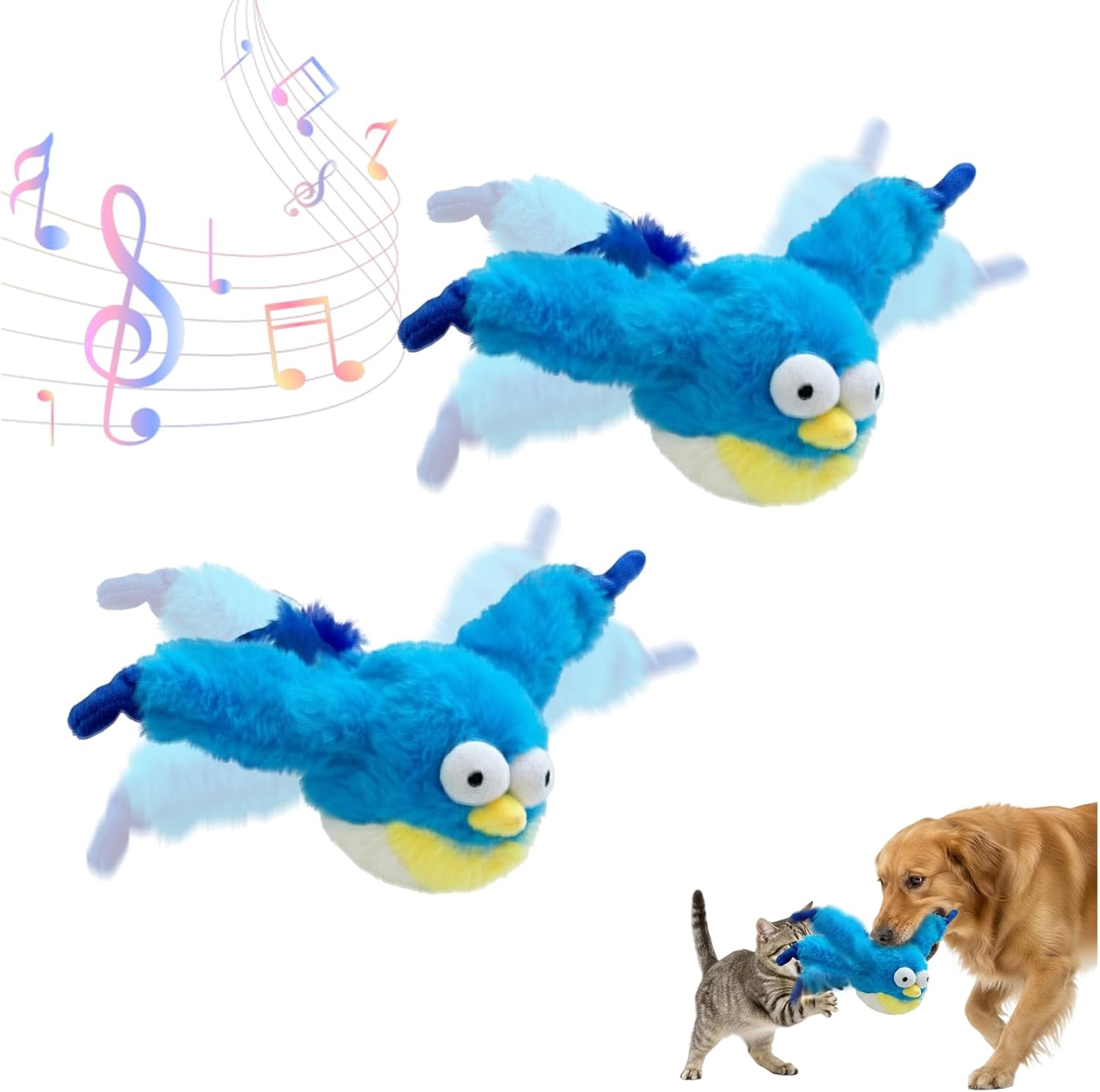 Interactive Chirping Bird Cat Toy with Flapping Wings, Rechargeable Toy ...