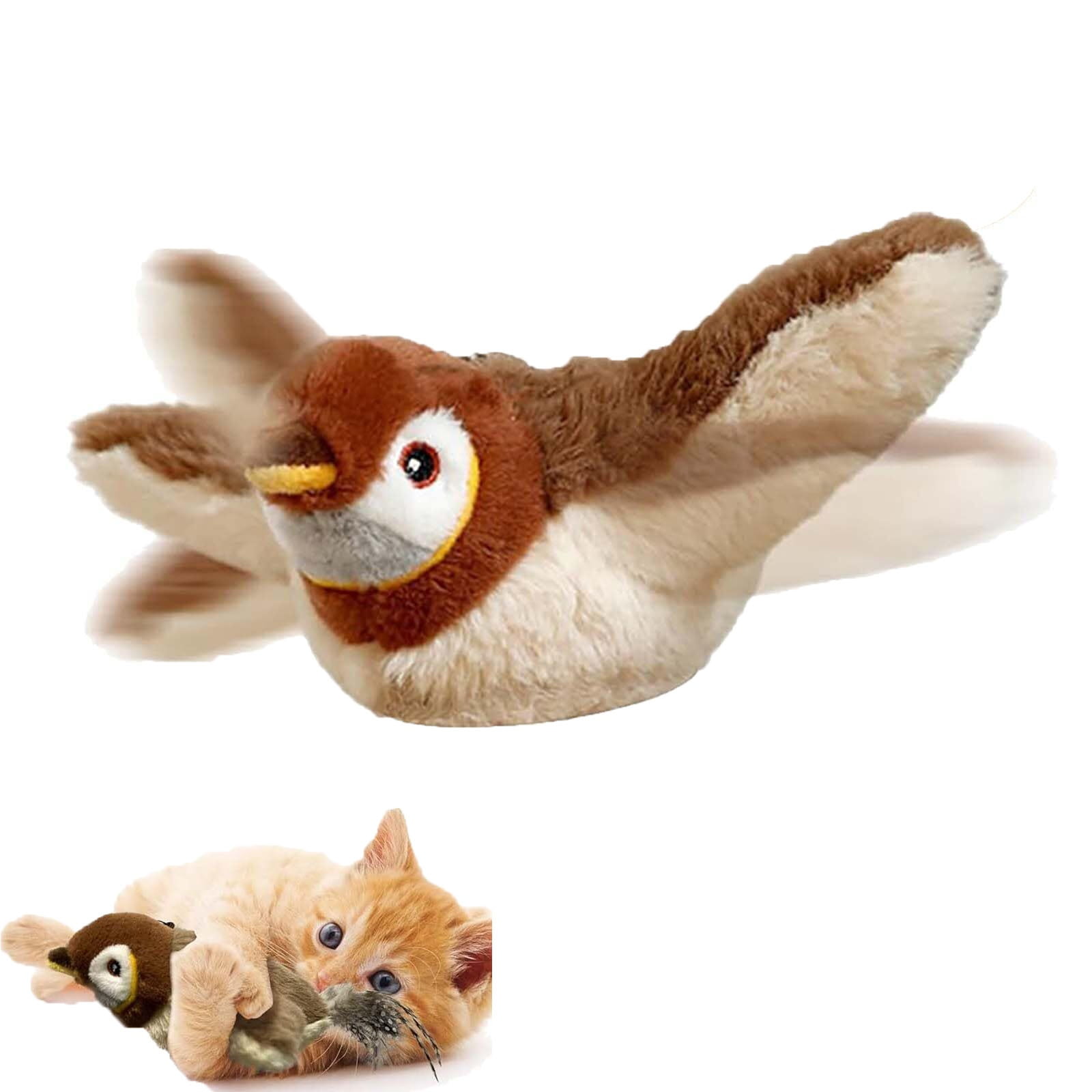 Interactive Chirping Bird Cat Toy Flapping Wings & Simulated Sound for ...
