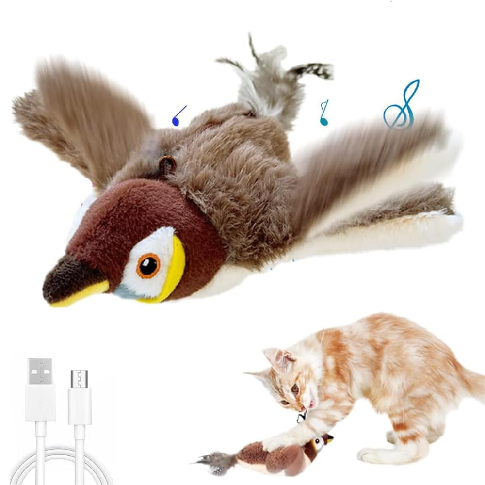 Interactive Chirping Bird Cat Toy, Flying Bird Cat Toy, Flapping Bird ...