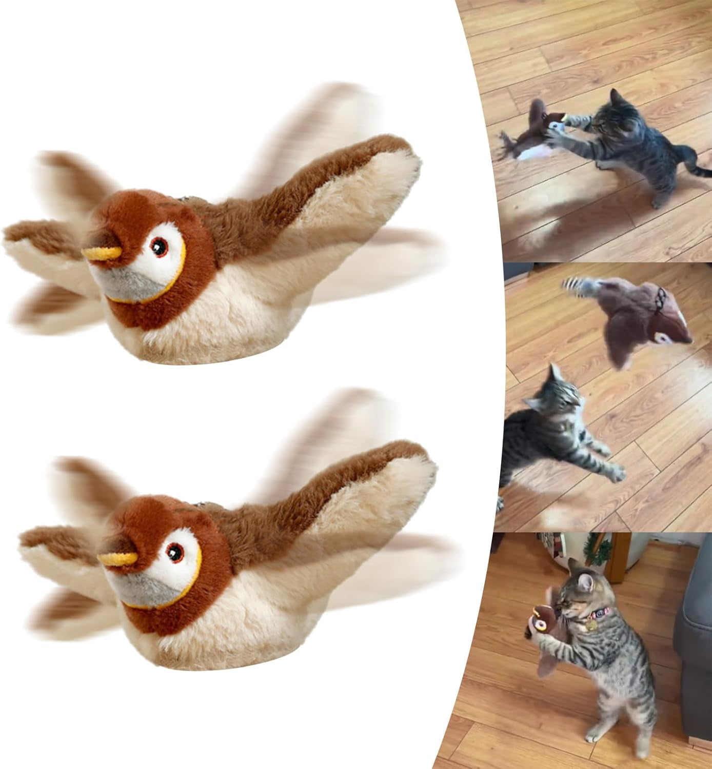 Interactive Chirping Bird Cat Toy, Flying Bird Cat Toy, Chirping Bird ...