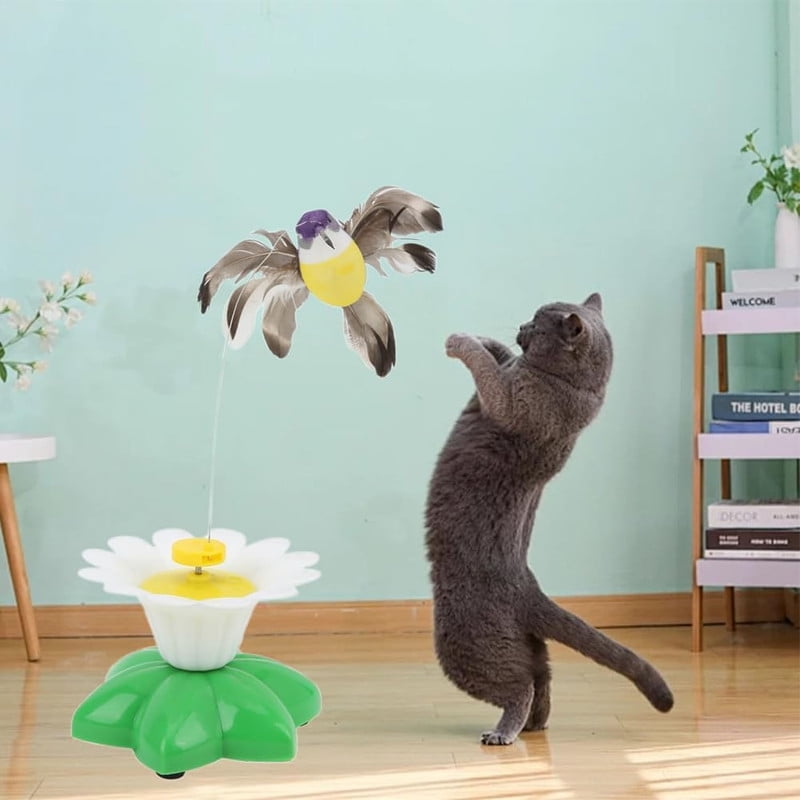 Interactive Chirping Bird Cat Toy, Funny Rotating Electric Flying Bird ...