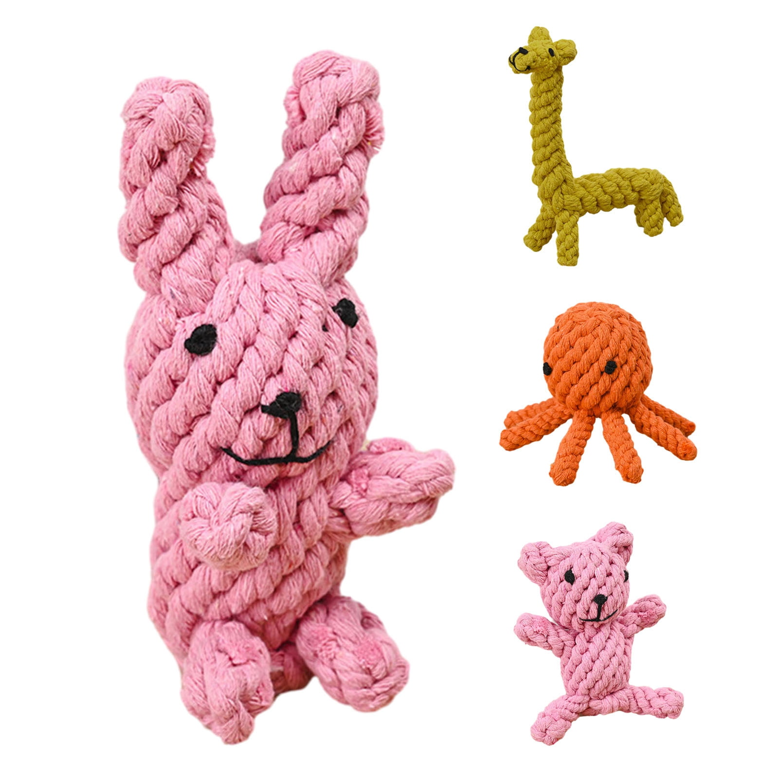 Interactive Cotton Rope Dog Toy Cute Rabbit Bear Giraffe Octopus Shape ...