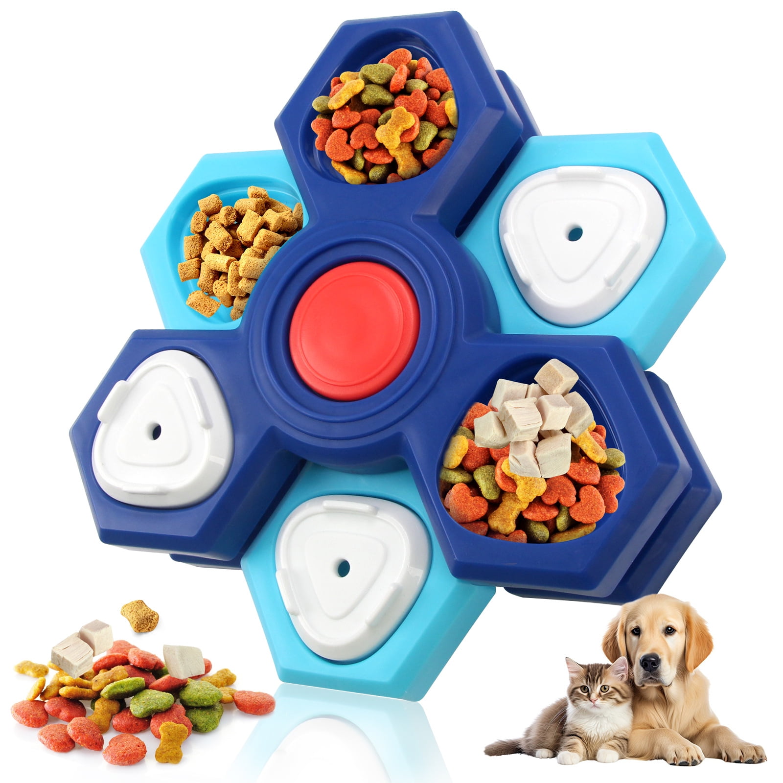 Interactive Dog Puzzle Toy, 3-Level Rotating Slow Feeder with ...