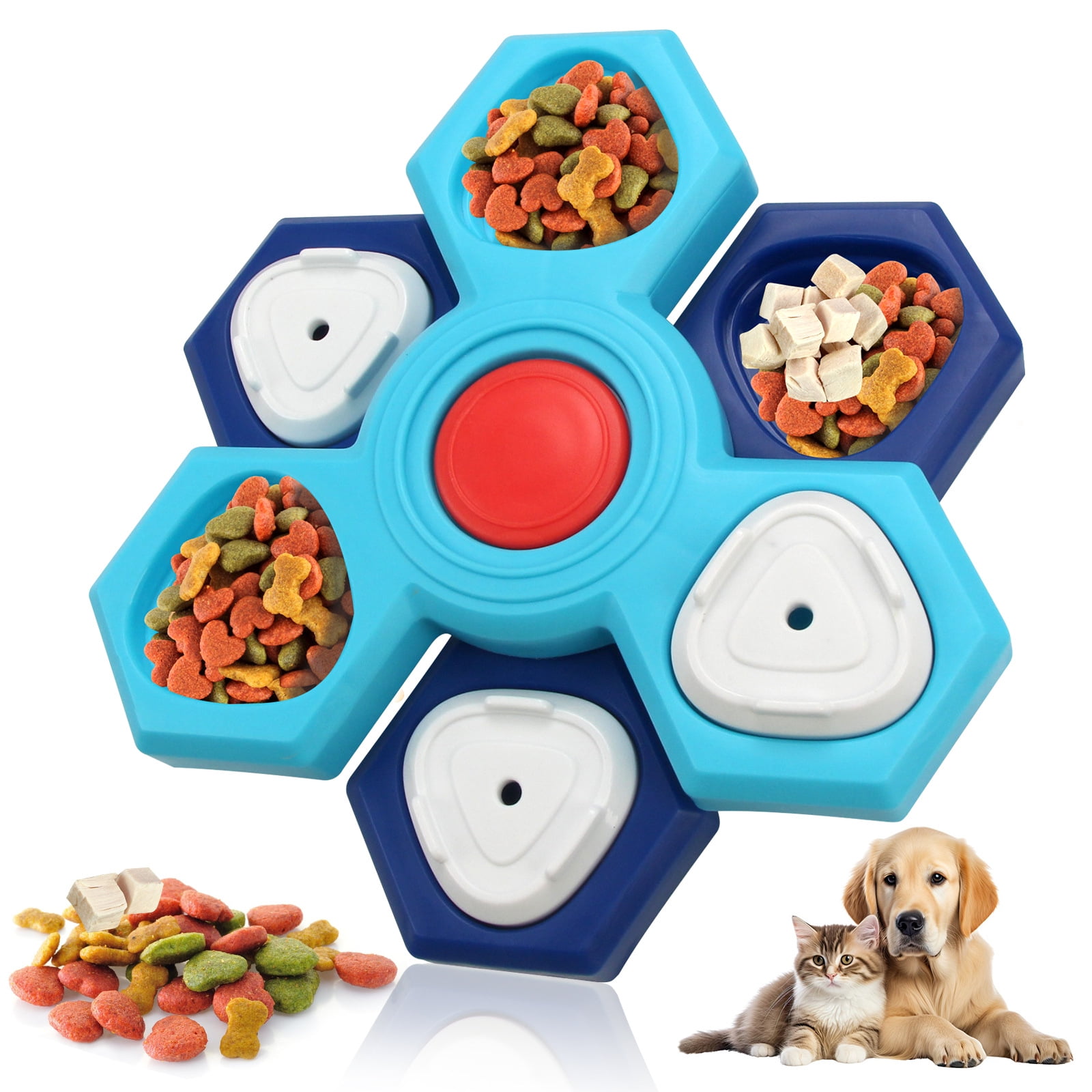 Interactive Dog Puzzle Toy, 3-Level Rotating Slow Feeder with ...