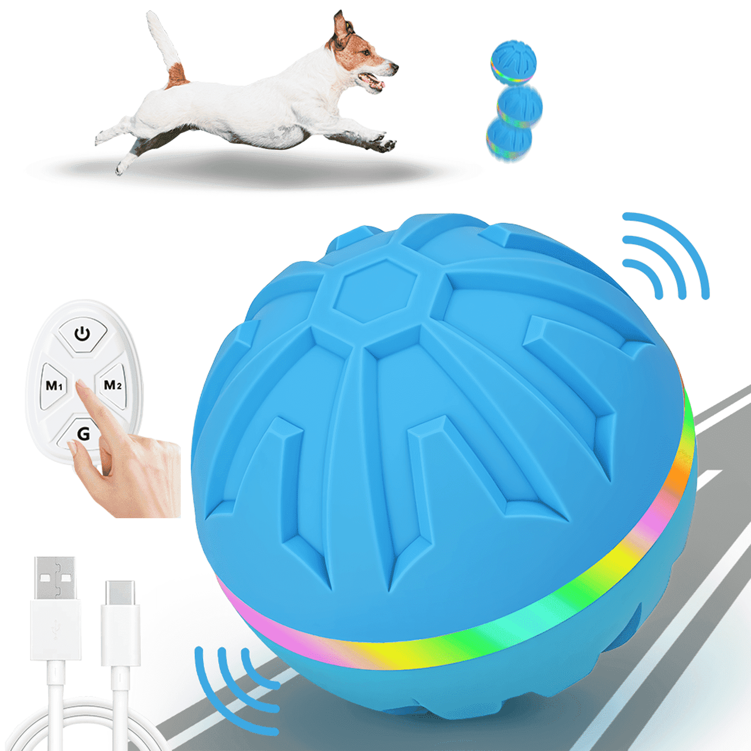 Interactive Dog Ball Toys with Remote Control, LED Light, Chew ...