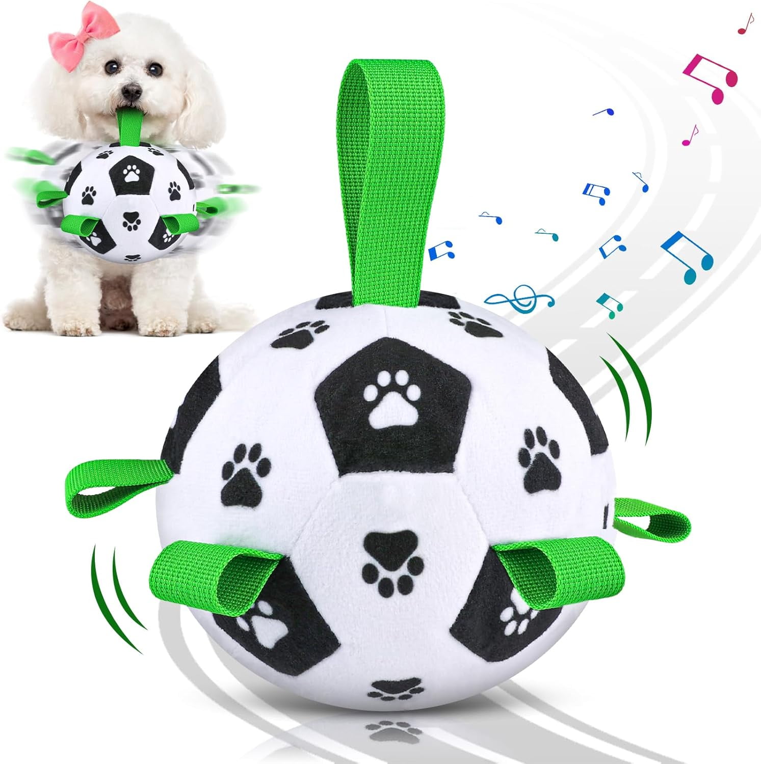 Interactive Dog Toys for Boredom, Dog Soccer Ball with Straps, Active ...