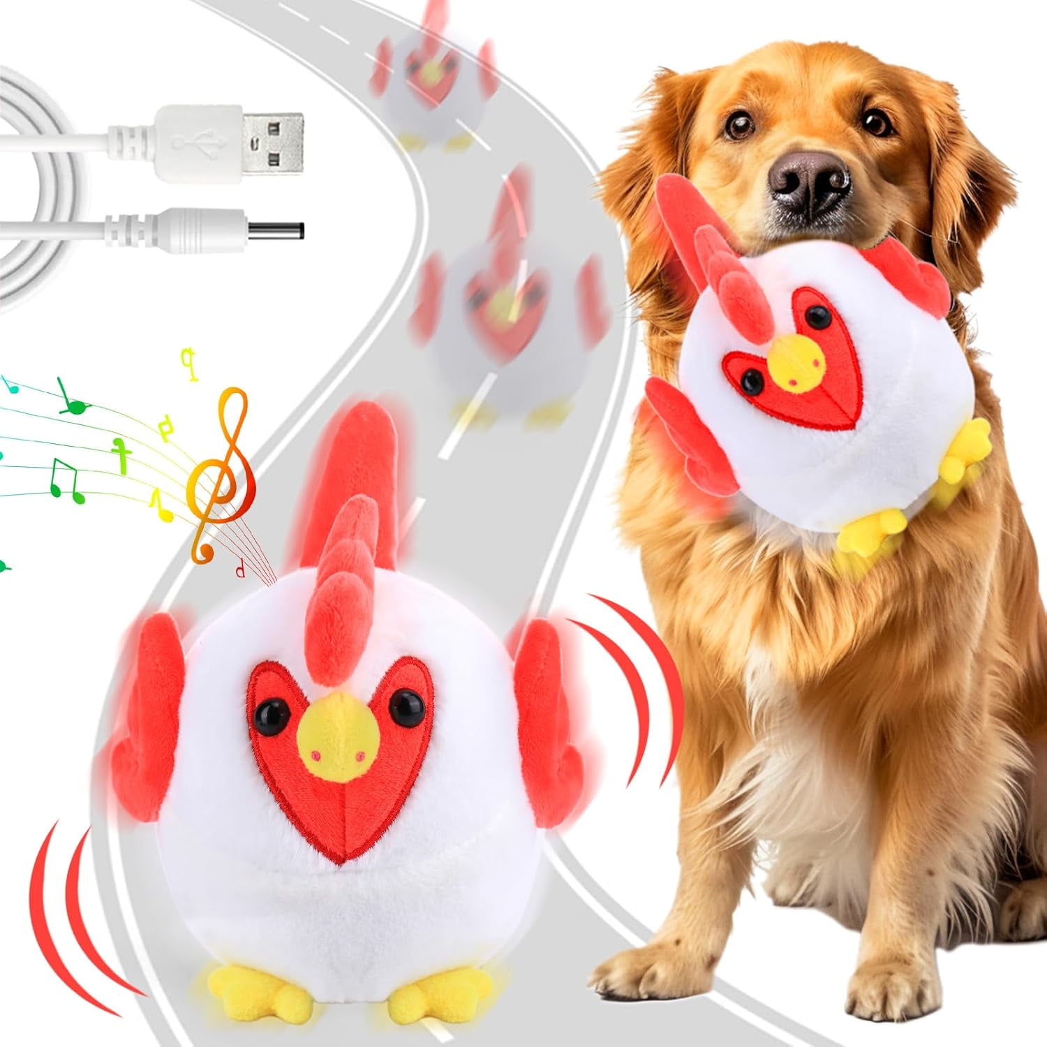 Interactive Dog Toys, Crazy Chicken Dog Toy with Pop Songs and ...