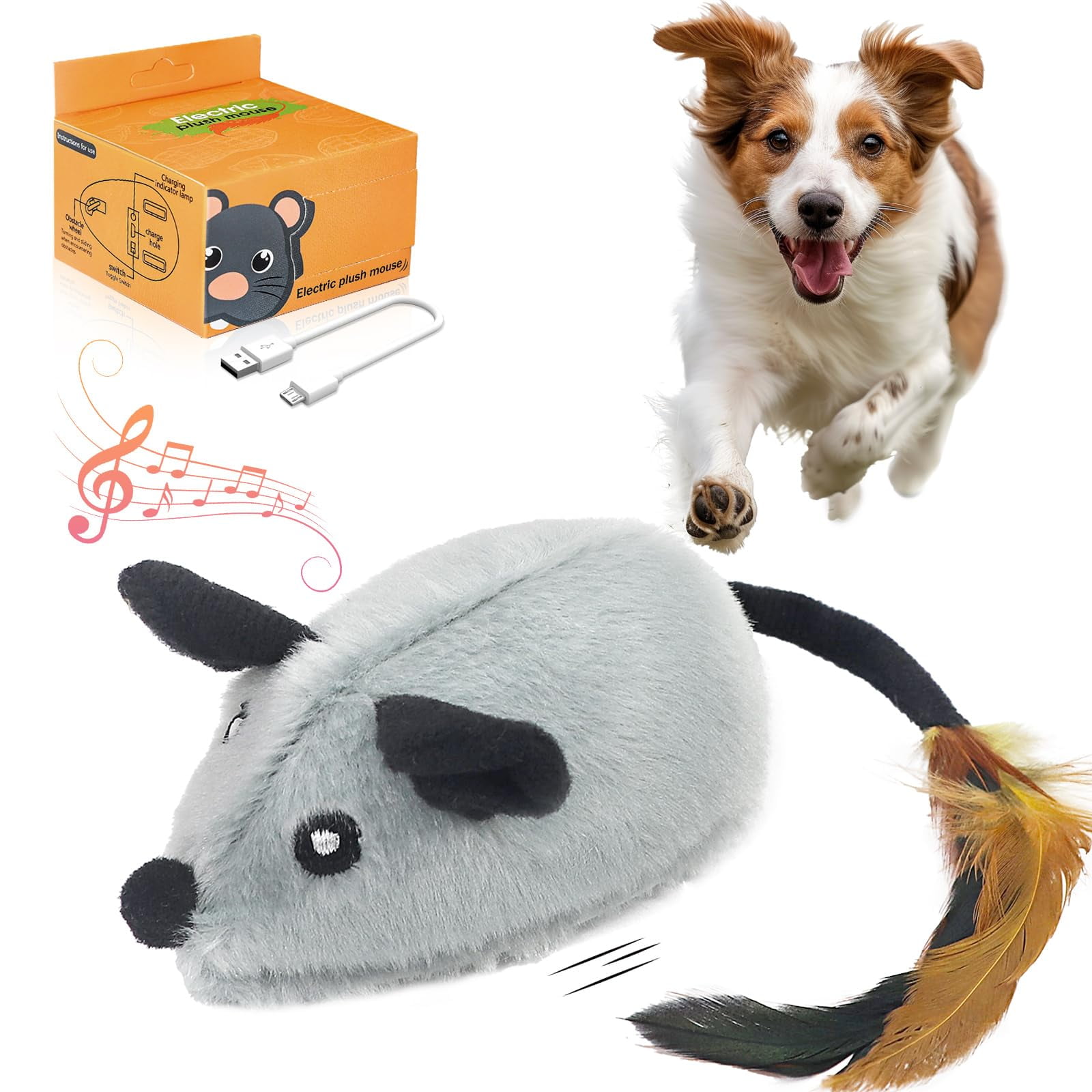 Interactive Dog Toys - with LED Lights, Moving Automatic Chirping Mouse ...