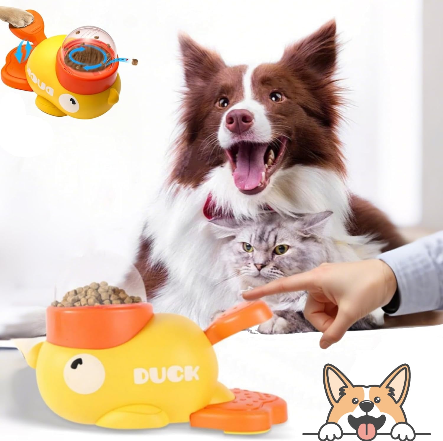 Interactive Duck Feeder Puzzle Toy for Small Dogs and Cats,Dog Treat ...