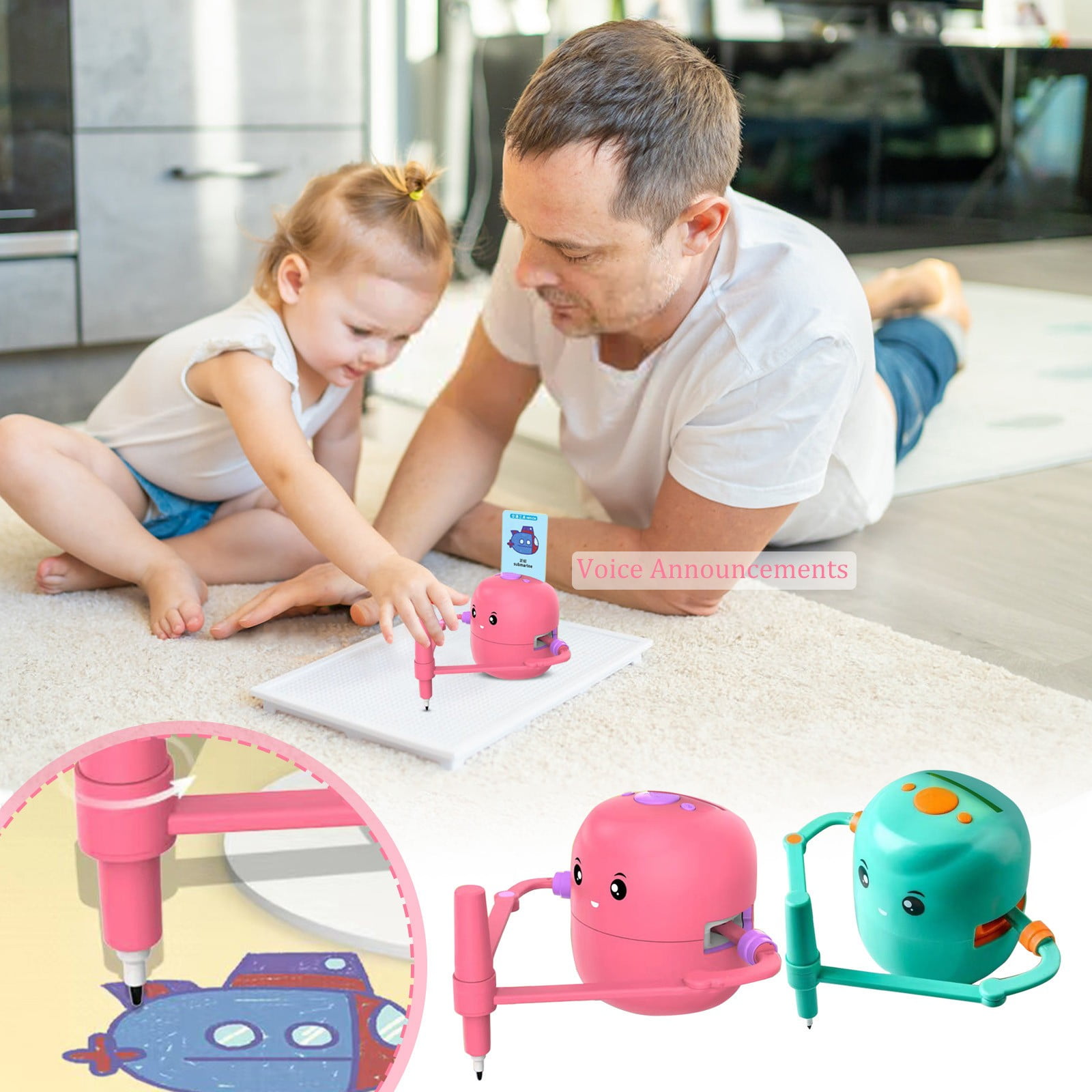 Interactive Educational Drawing Robot for Kids,Learning Toy with 100 ...