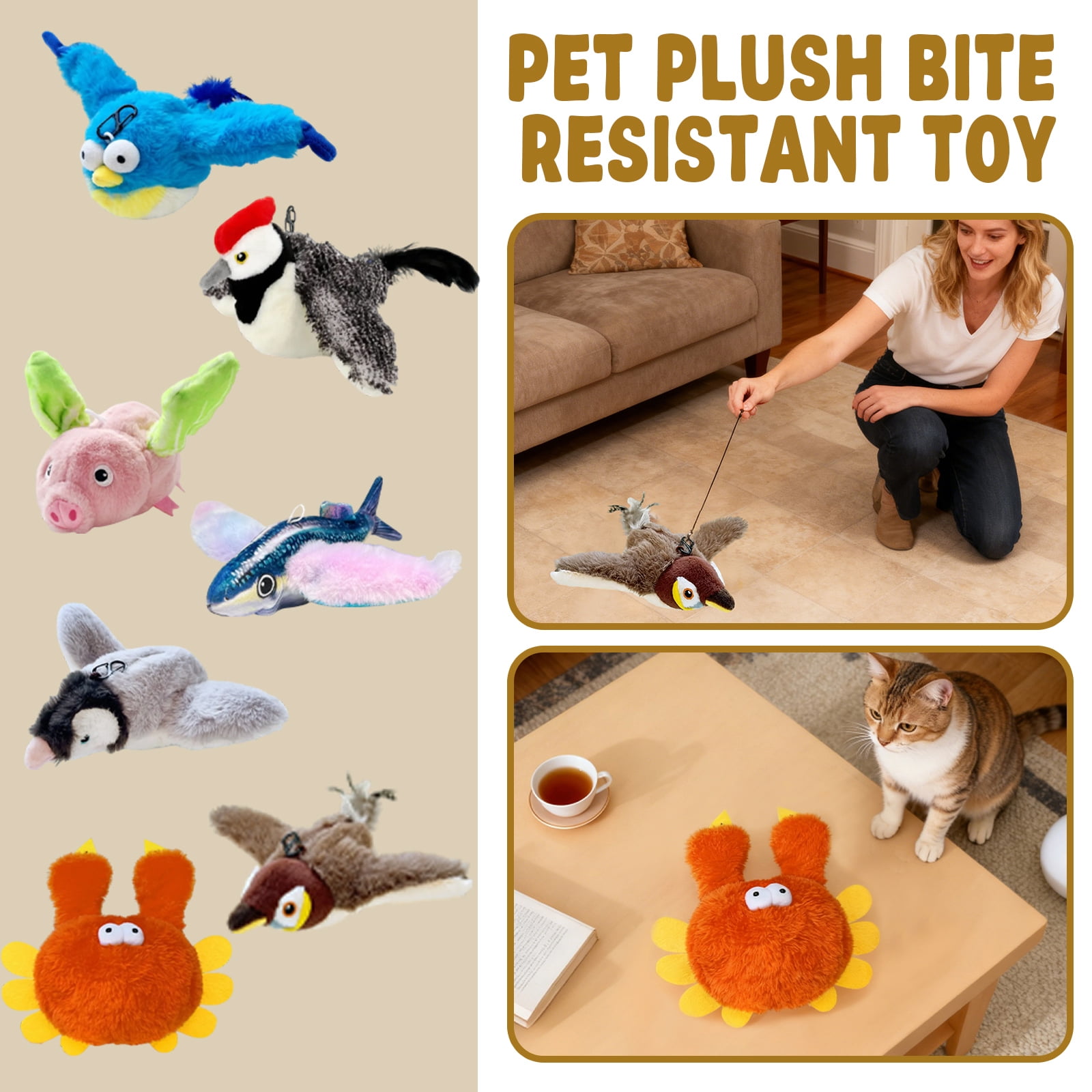 Interactive Electric Bird Toy, Plush Chewing Toy for Dogs with ...