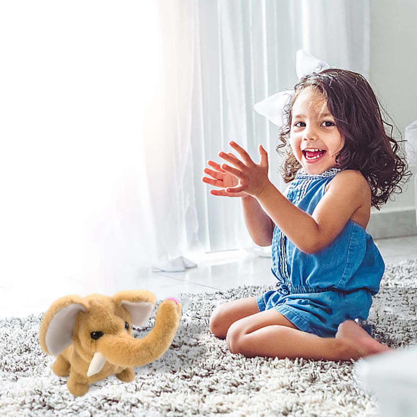 Junepar Interactive Electronic Elephant Toy Walking Trumpeting And ...