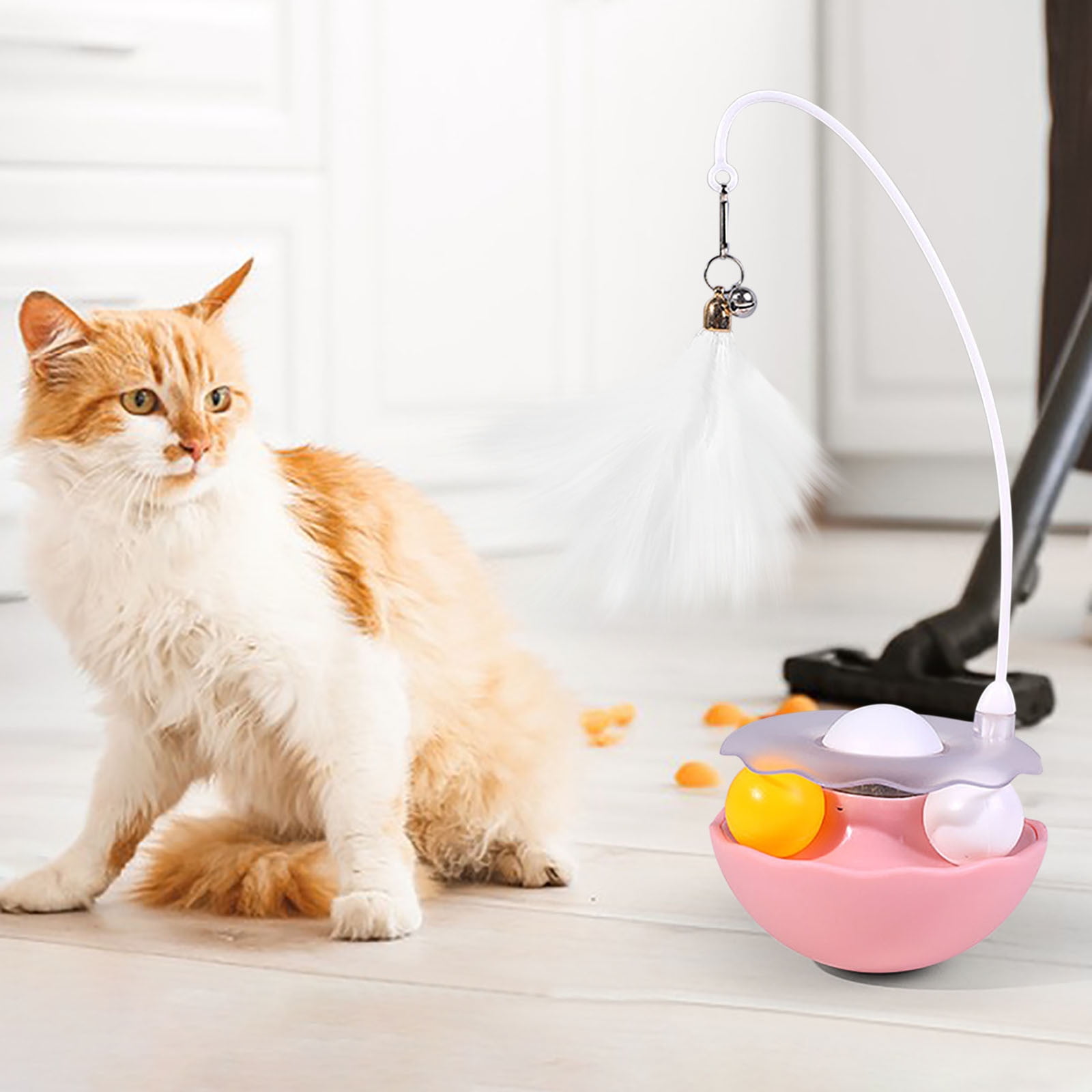 Interactive Feather Ball Toy Set for Cats, Cat Ball with Feather for ...