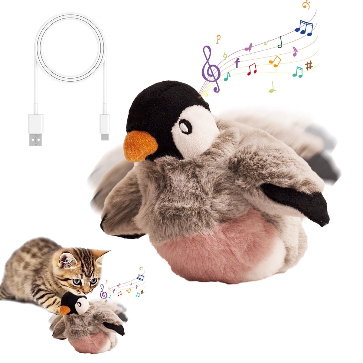 Interactive Flapping Bird Cat Toy with 500mAh Battery for Playful Adult ...