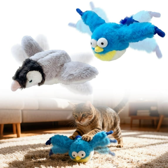 Interactive Flying Bird Cat Toy,2026 New Chirping Bird Cat Toy Flapping ...