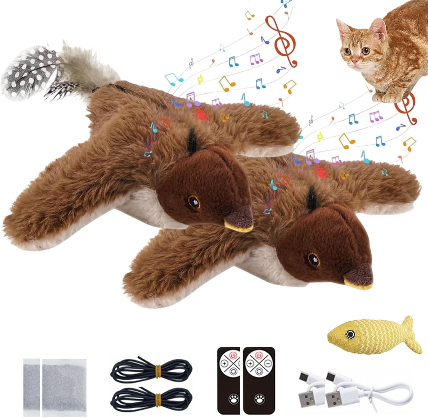 Interactive Flying Bird Cat Toy with Flapping Wings, Rechargeable Cat ...