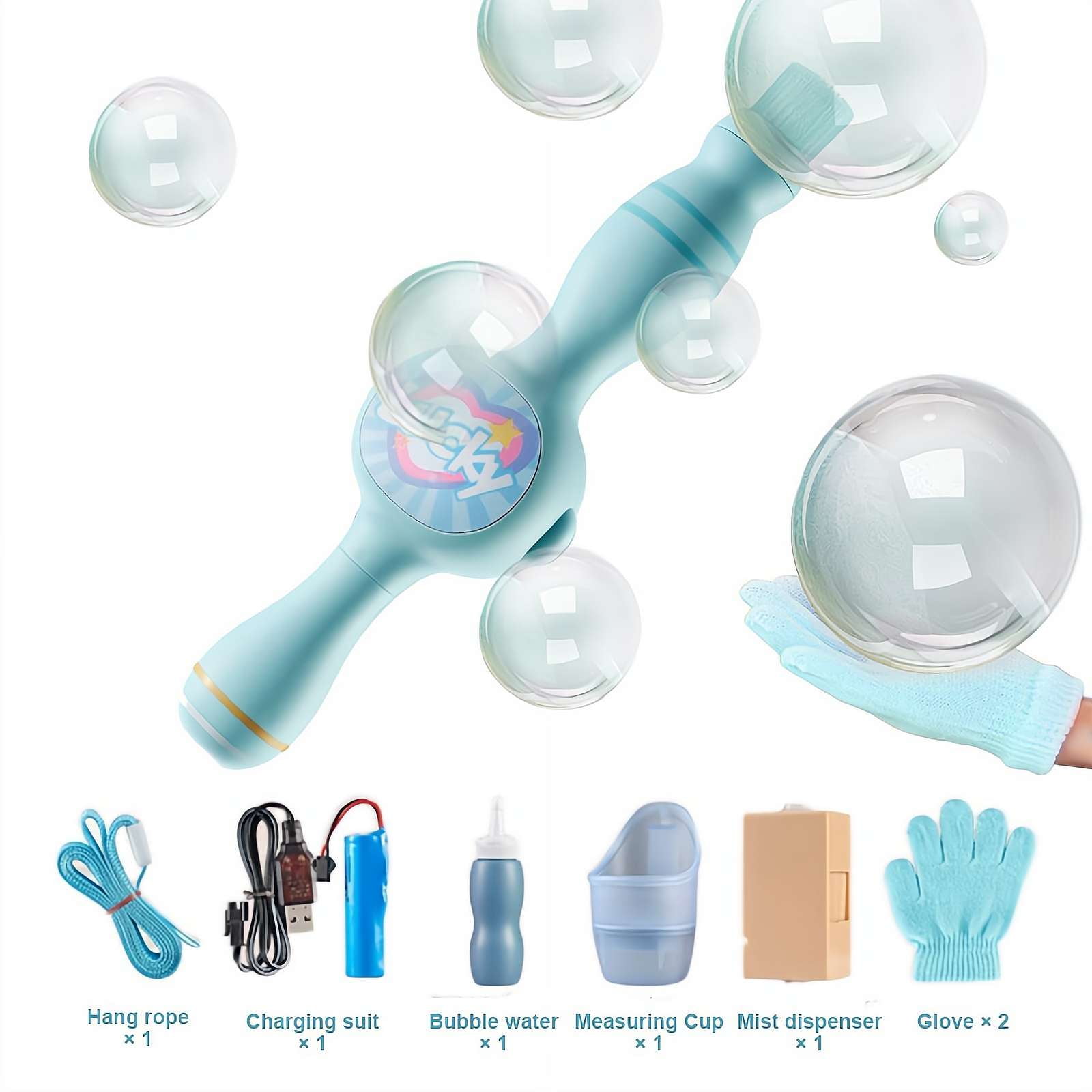 Interactive Fog Bubbles Machine, Rechargeable Elastic Colorful Bubble ...