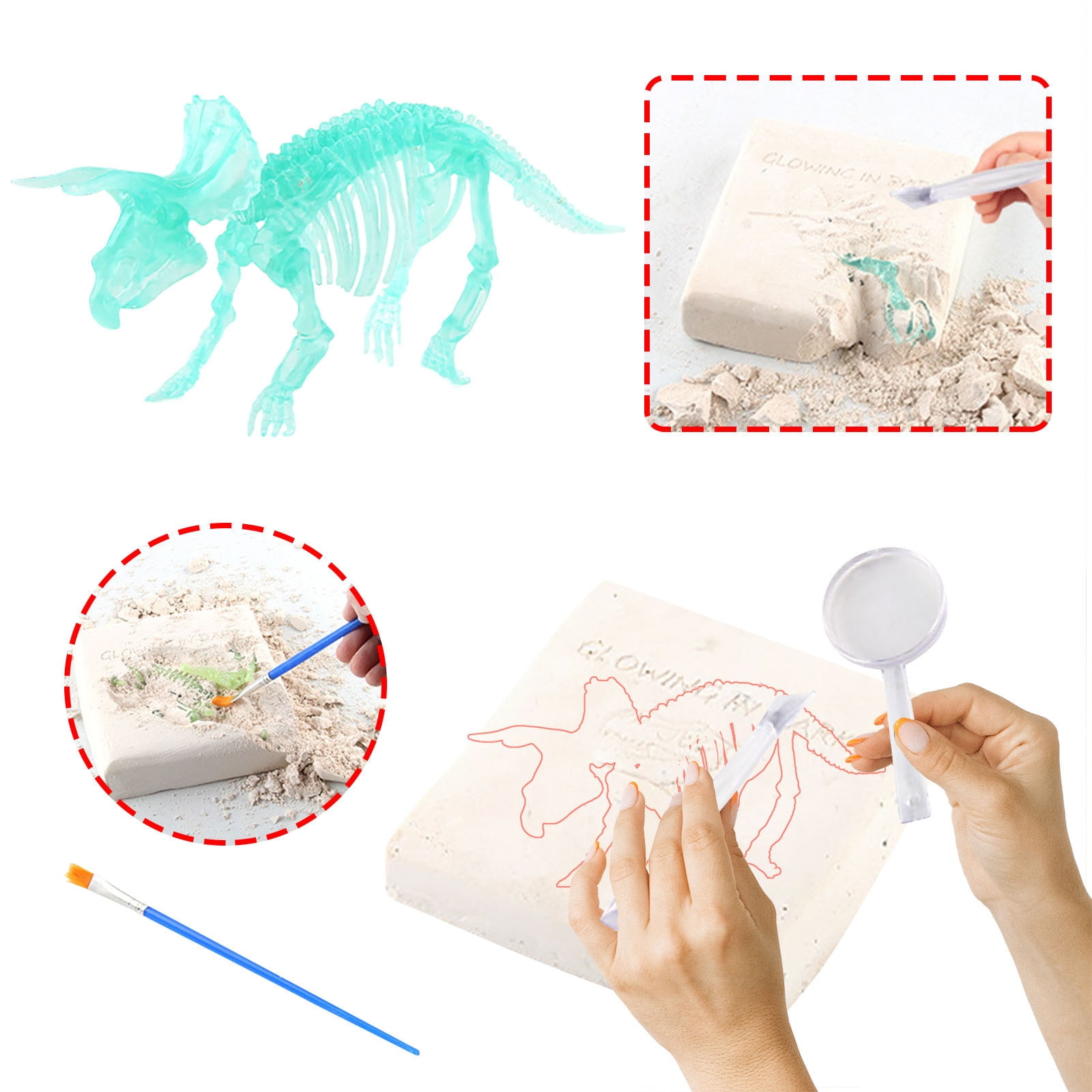 Interactive Fossil Archaeology Dig Kit Toy， Luminous Dinosaur Fossil ...