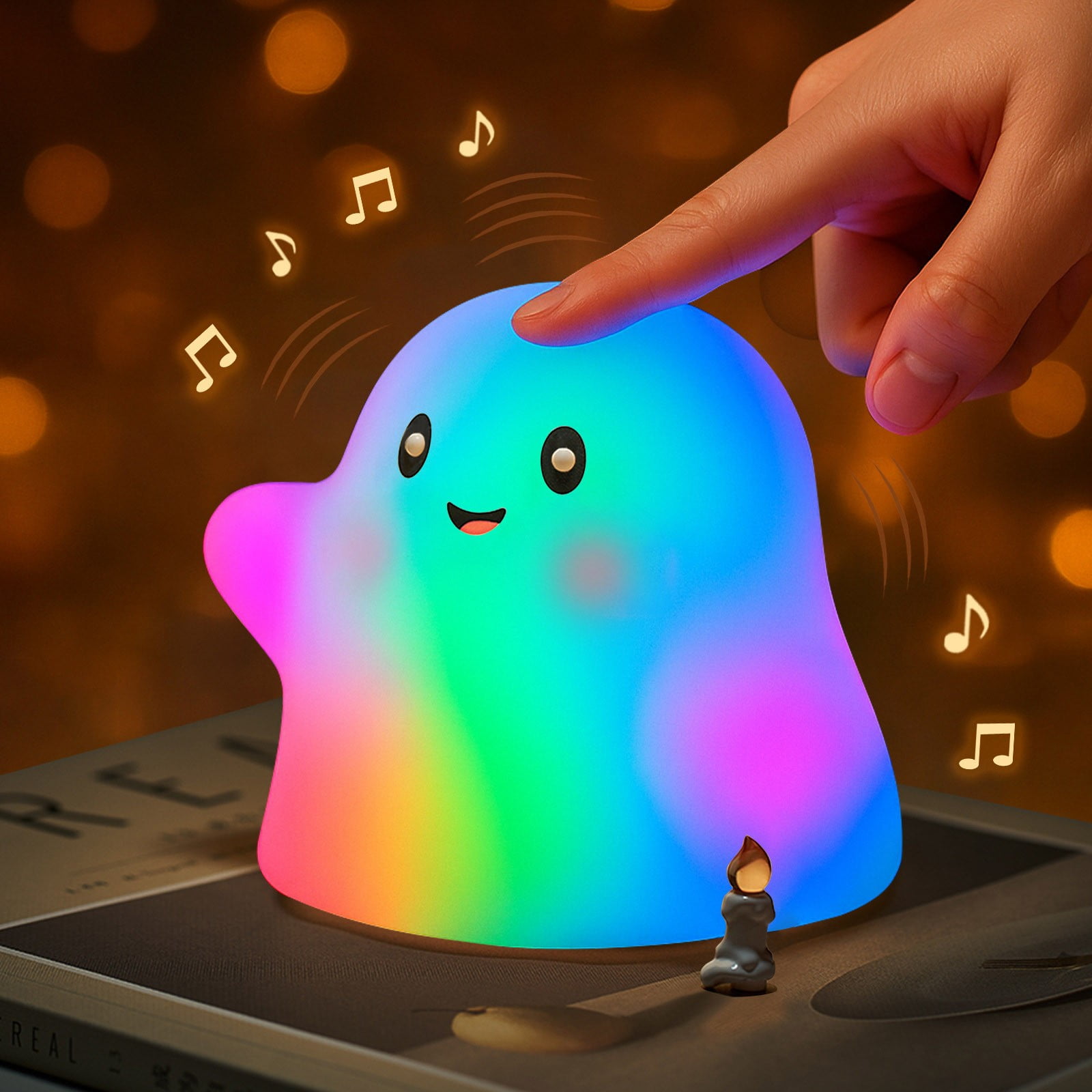 Interactive Ghost Night Light for Childs, Silicone Patting Lamp with ...
