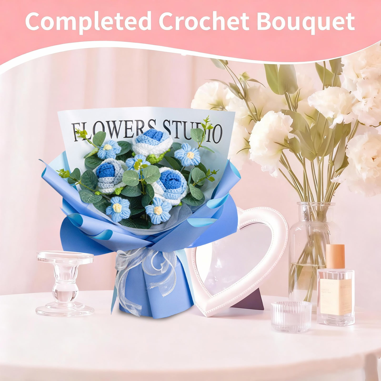 Interactive Handwoven Yarn Flower Bouquet Customizable Tabletop ...