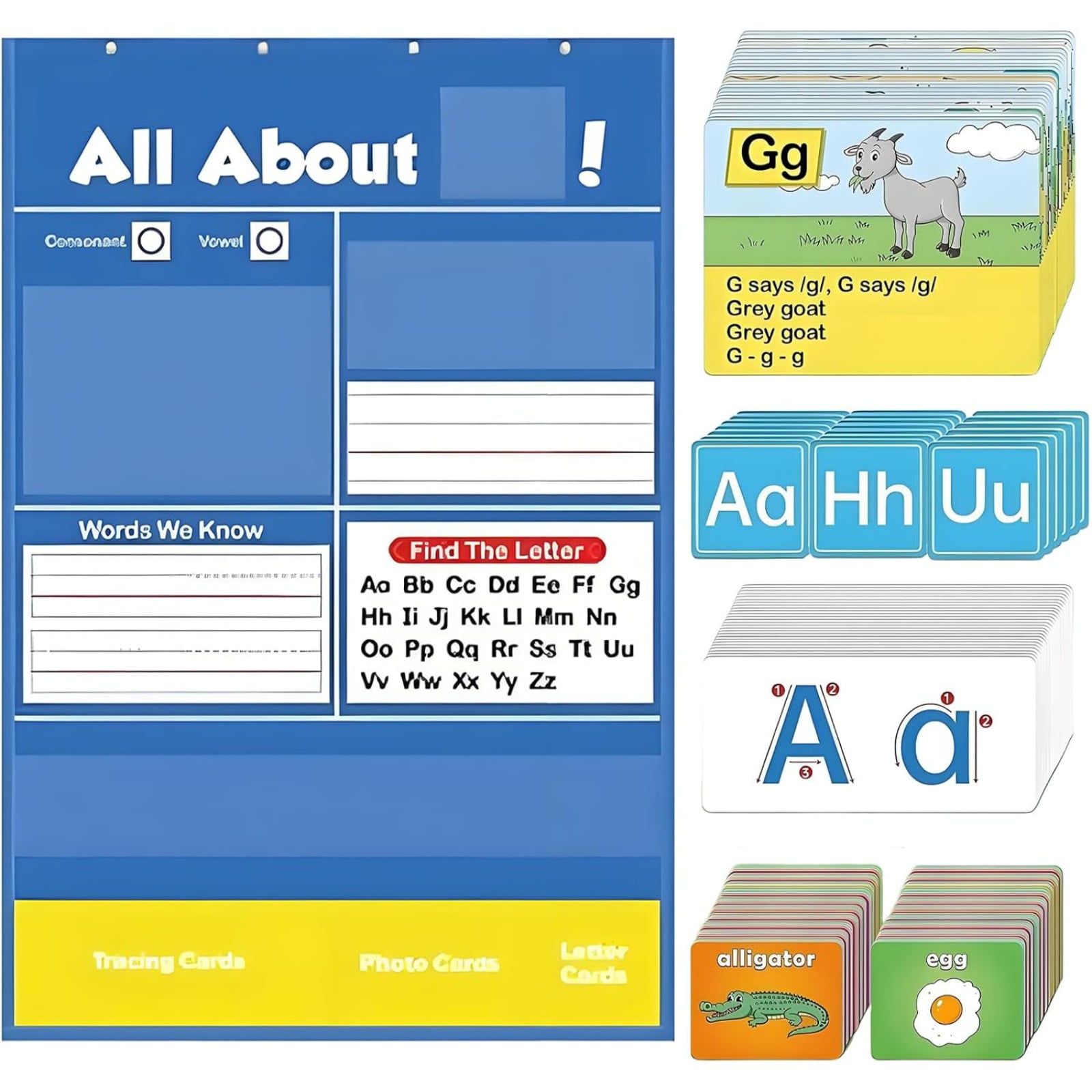 Interactive Homeschool Aid: Alphabet Learning Pocket Chart, Letter ...