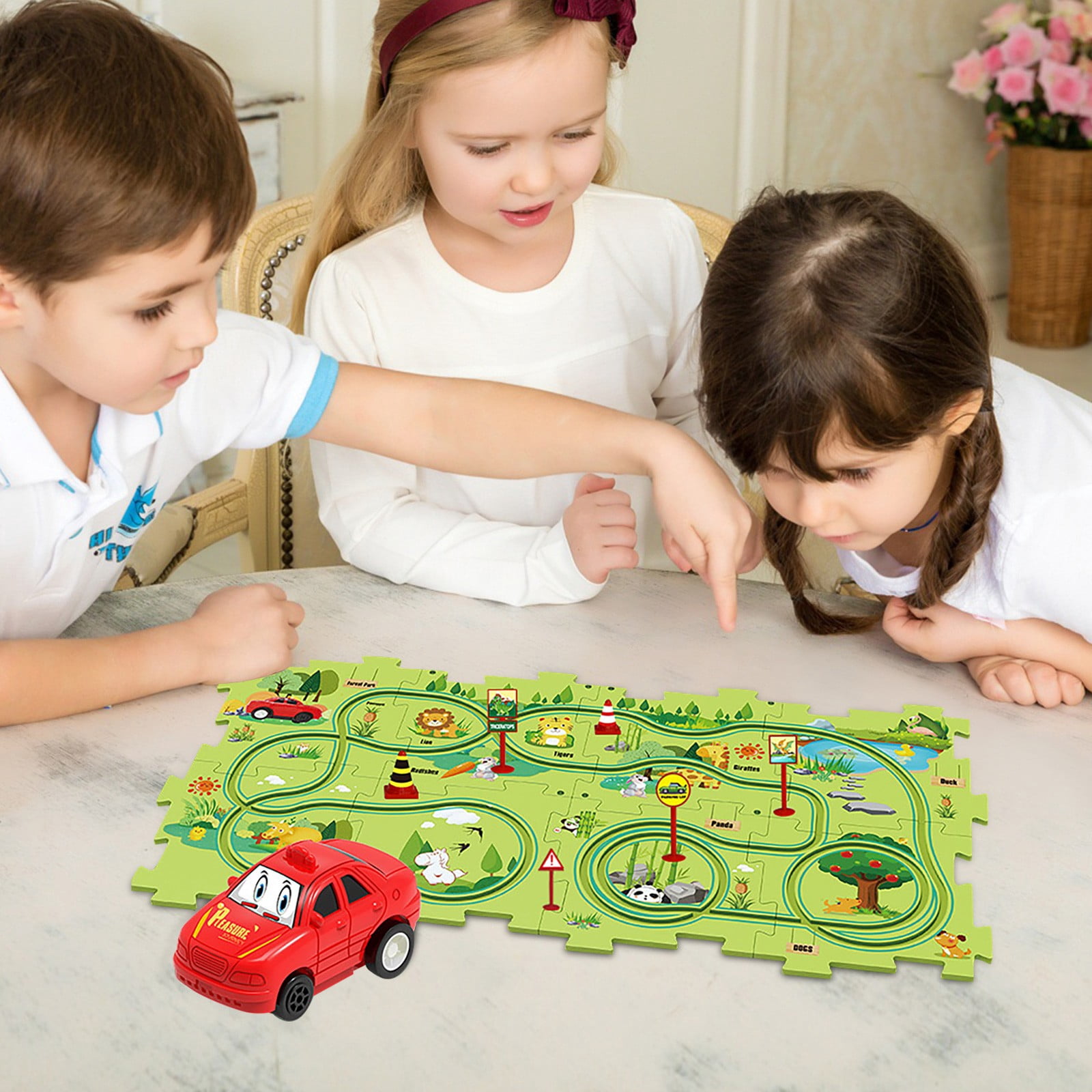 Interactive Kids Play Mat with Toy Car, Educational Puzzle Road Map for ...