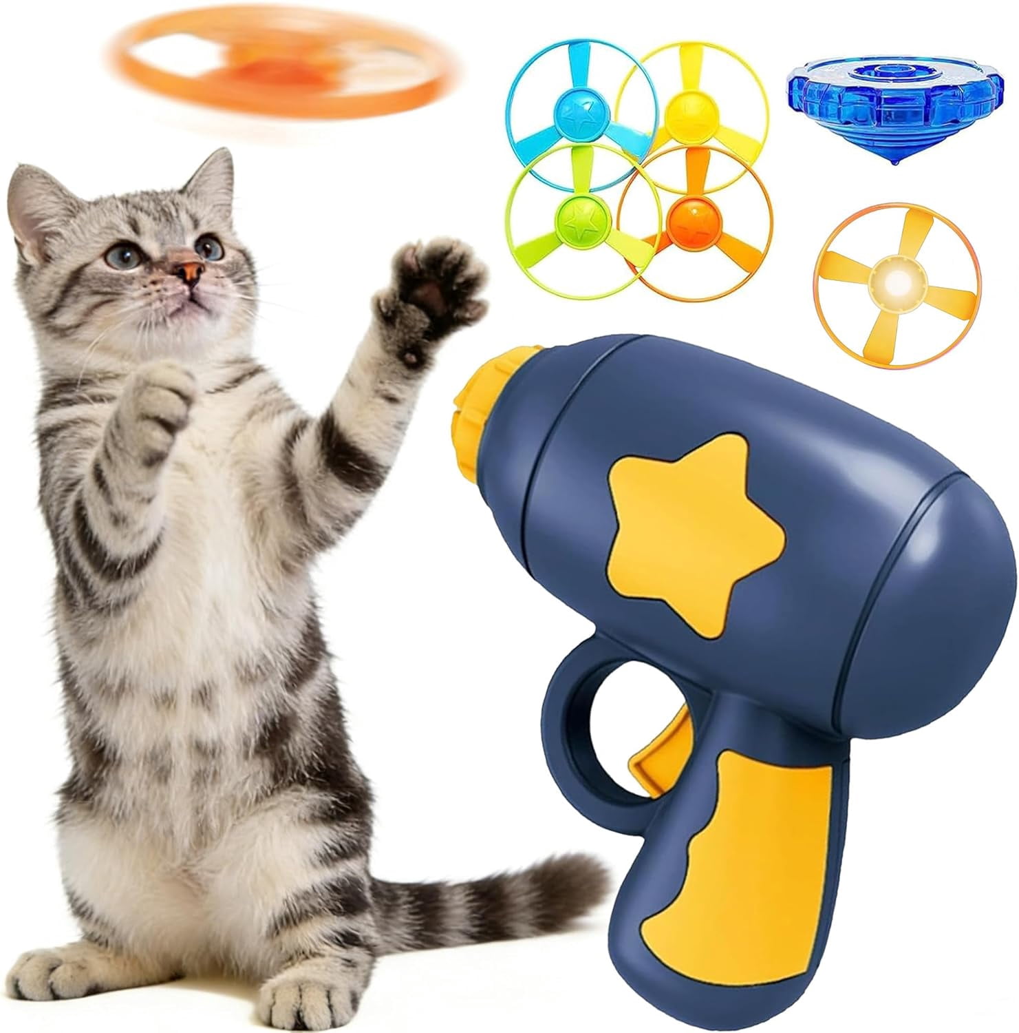Interactive LED Flying Disc Launcher & Fetch Toy for Cats, Cat Fetch ...