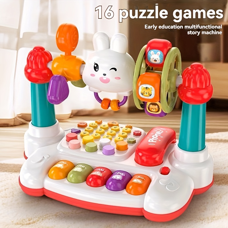 Interactive Music Keyboard & Telephone Toy with 16 Puzzle Games, Rhythm ...