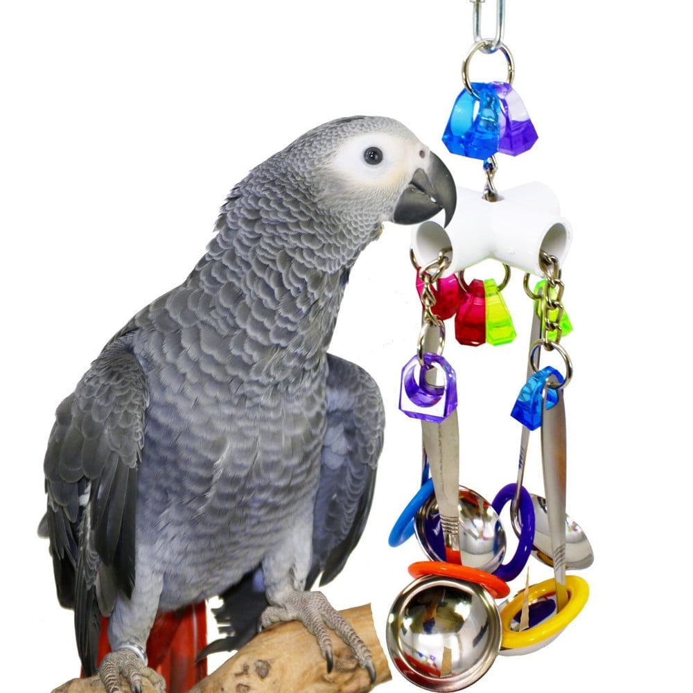 Interactive Parrot Toy Set with Spoon for Lovebird Cage Enrichment and ...