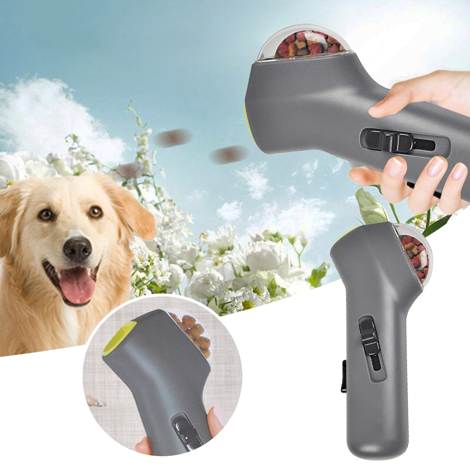 Interactive Cat and Dog Food Dispenser - Handheld Pet Snack Catapult ...