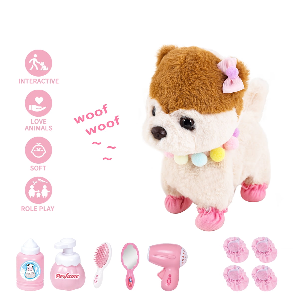 Interactive Plush Pet Toy Dog, Remote-Controlled with Walking, Barking ...
