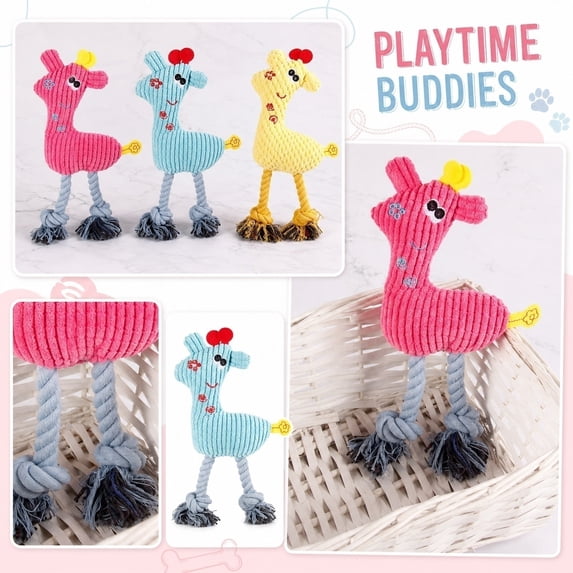 Interactive Plush Squeaky Deer Dog Toys, Knotted Rope Legs Durable ...
