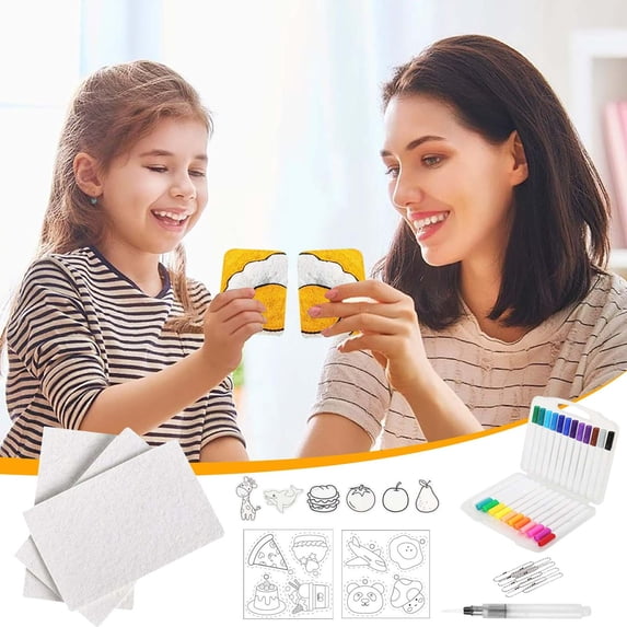 Interactive Puffy Paint Drawing Kit with Foam Texture Paper, Markers ...