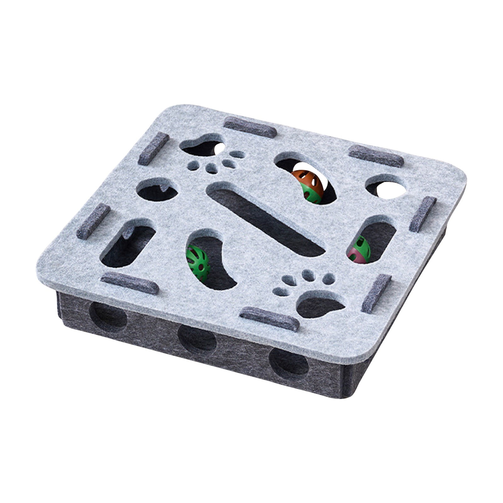 Interactive Puzzle Toy for Cat - Felt Track Playbox with 3 Bell Balls ...