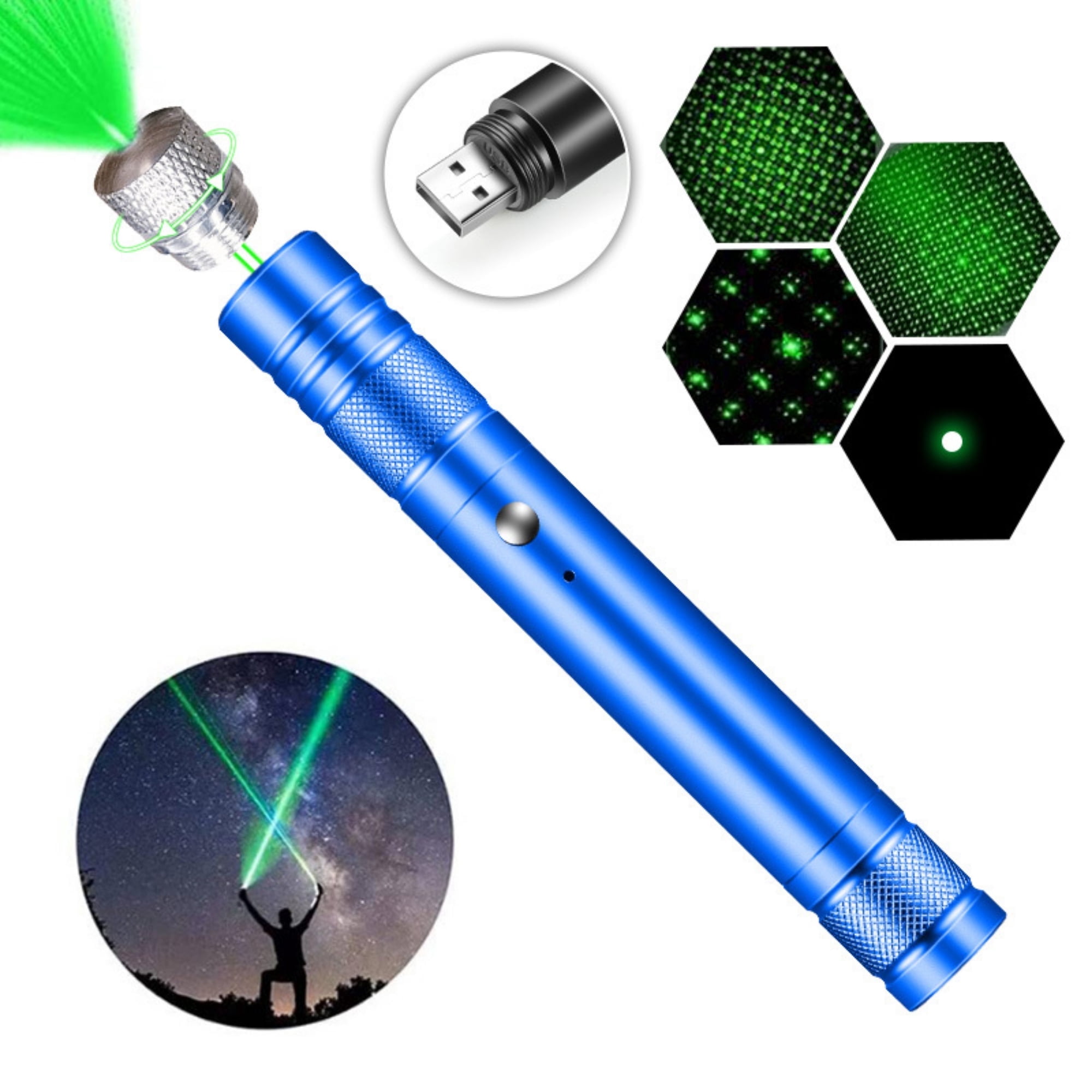 Interactive Rechargeable 5-Piece Cat Play Toy with LED Light, Blue ...