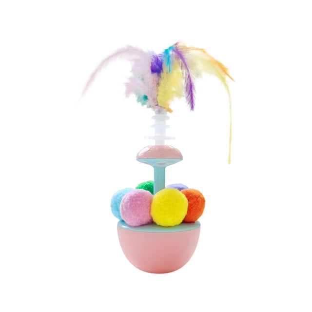 Interactive Self-Righting Cat Toy with Feathers and Bells for Engaging ...