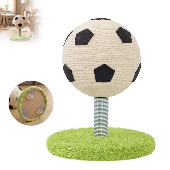 Interactive Sisal Cat Toy with Suction Base Soccer Ball Durable Cat ...