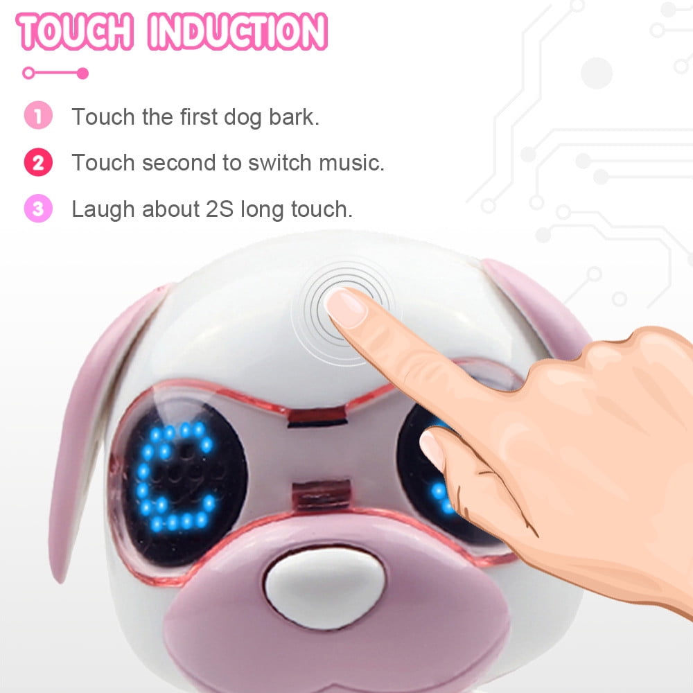 Interactive Smart Puppy Robotic Dog LED Eyes Sound Recording Sing Sleep ...