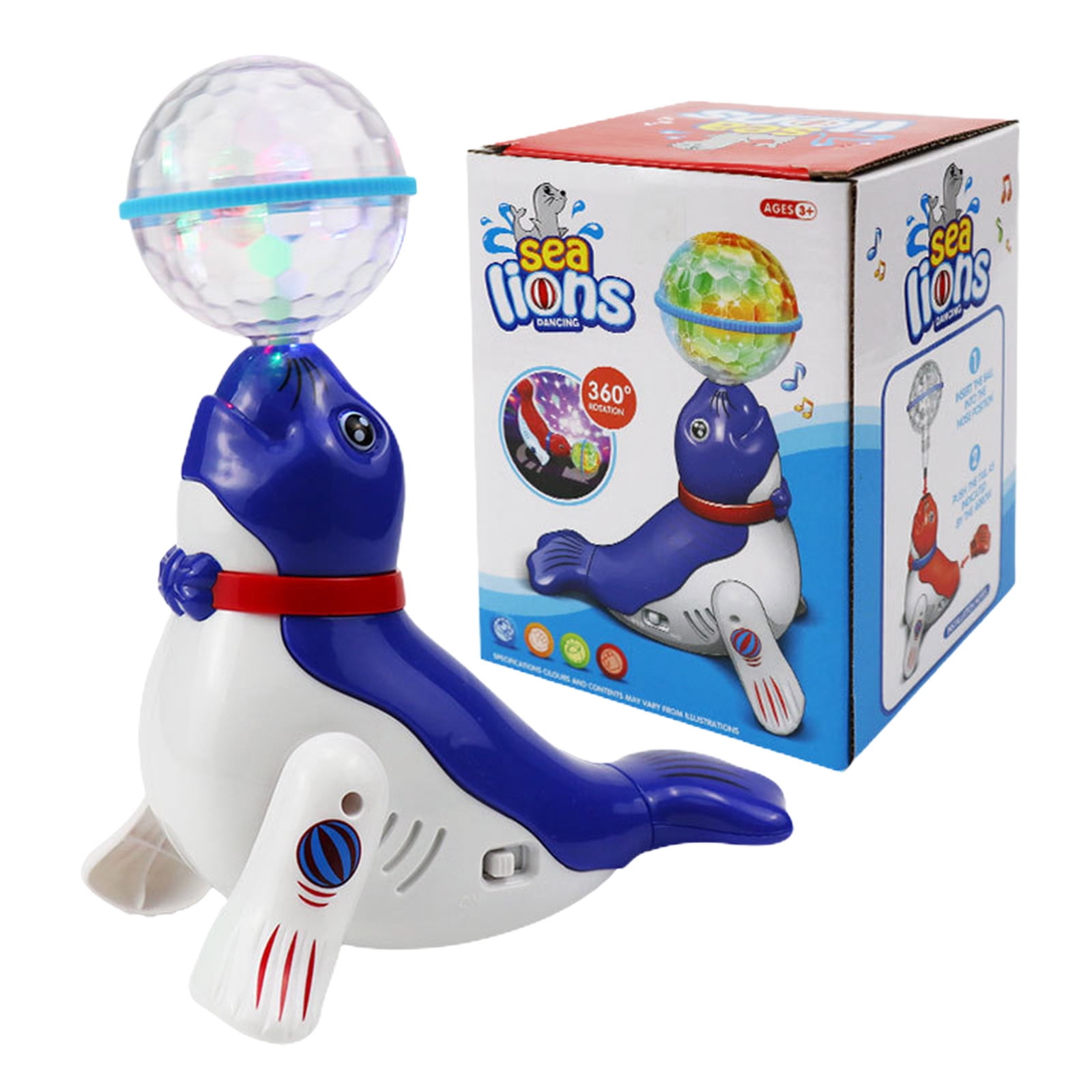 Interactive Spinning Sea Lions Motorized Toy - Rotating Light Music ...