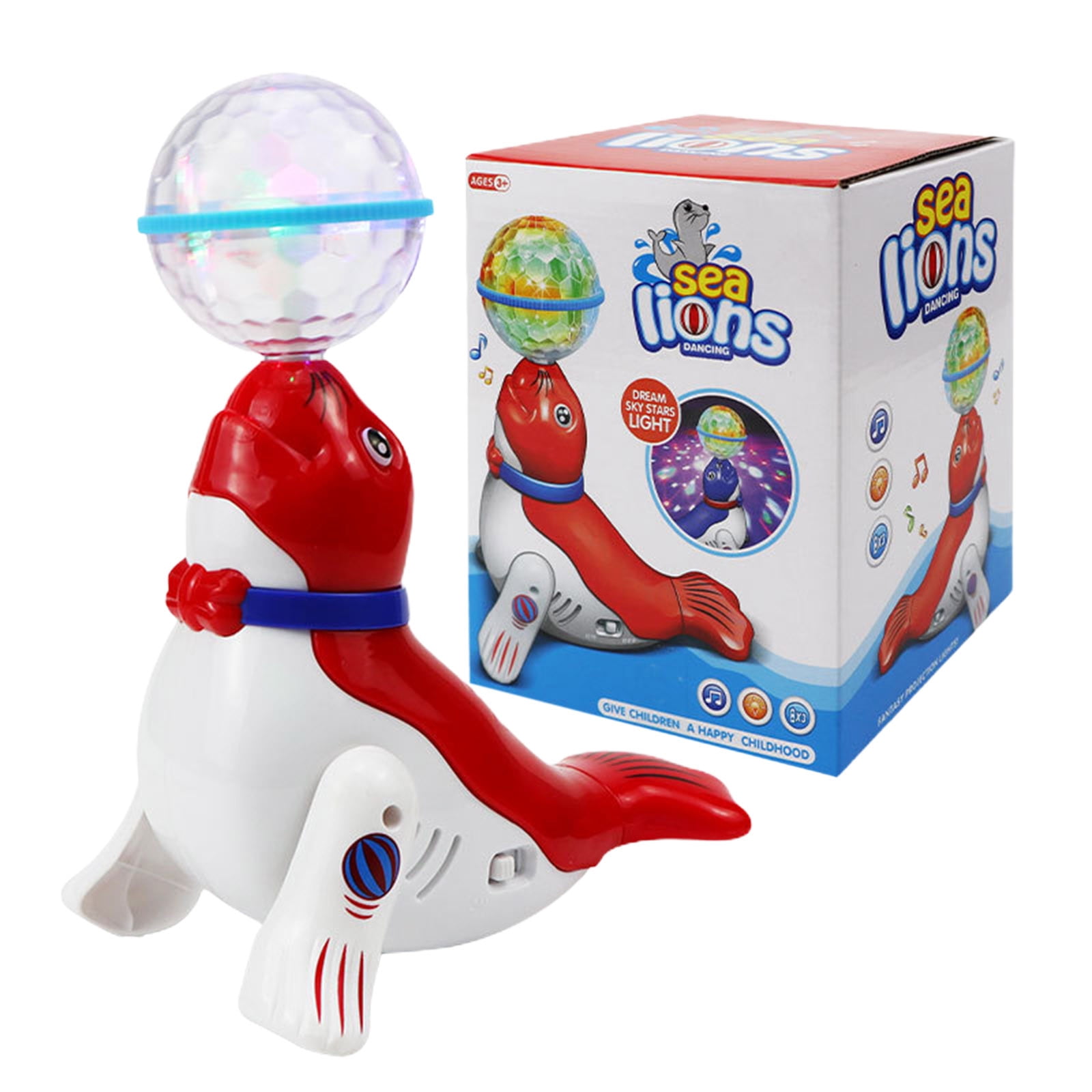 Interactive Spinning Sea Lions Motorized Toy - Rotating Light Music ...