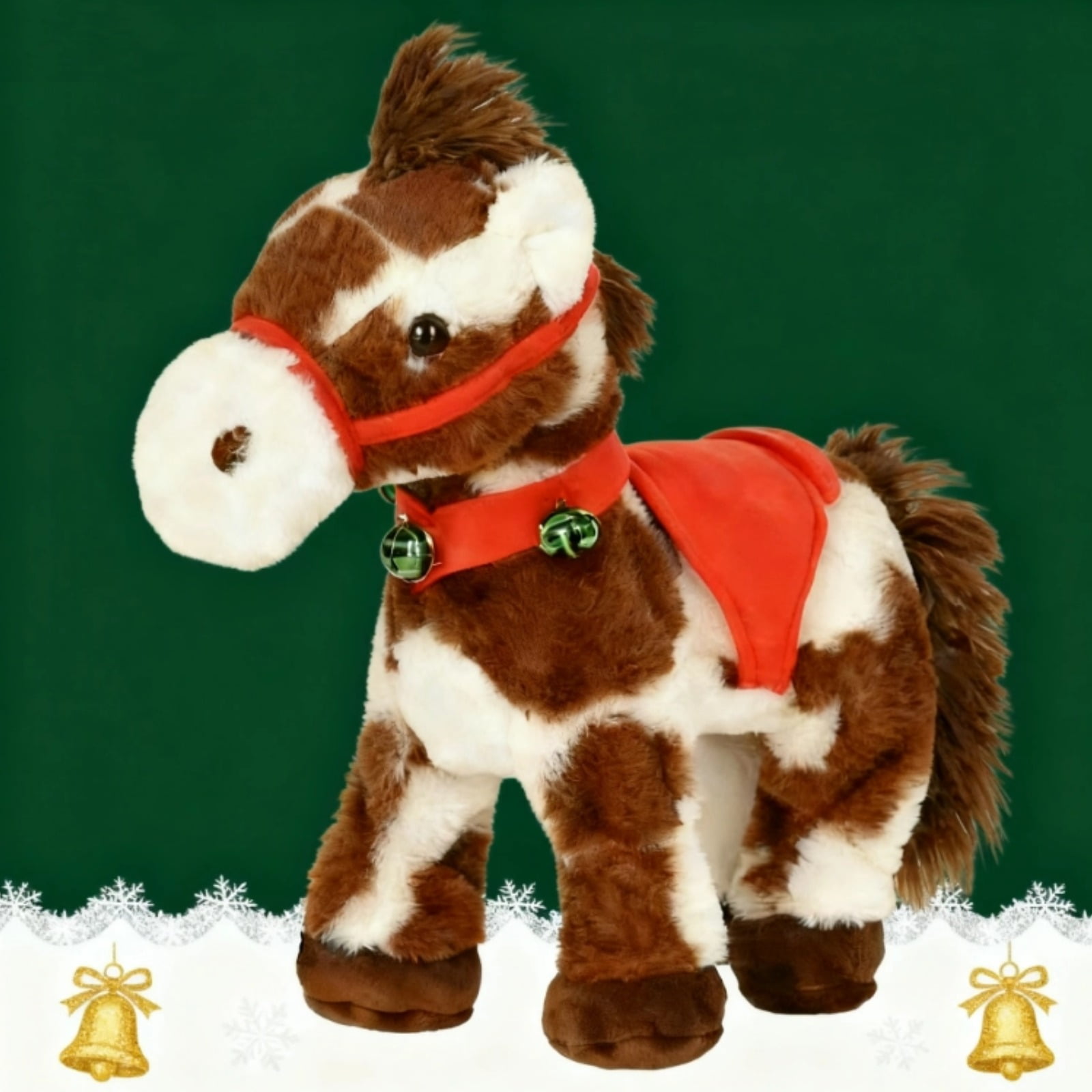 Interactive Spotted Electric Plush Horse, Brown & White Stuffed Pony ...