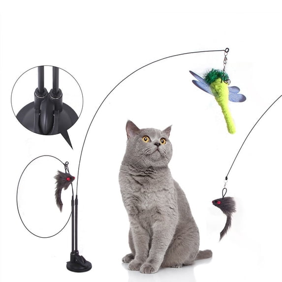 Interactive Suction Cup Feather Teaser Toy – Dual-Head Cat Wand with ...