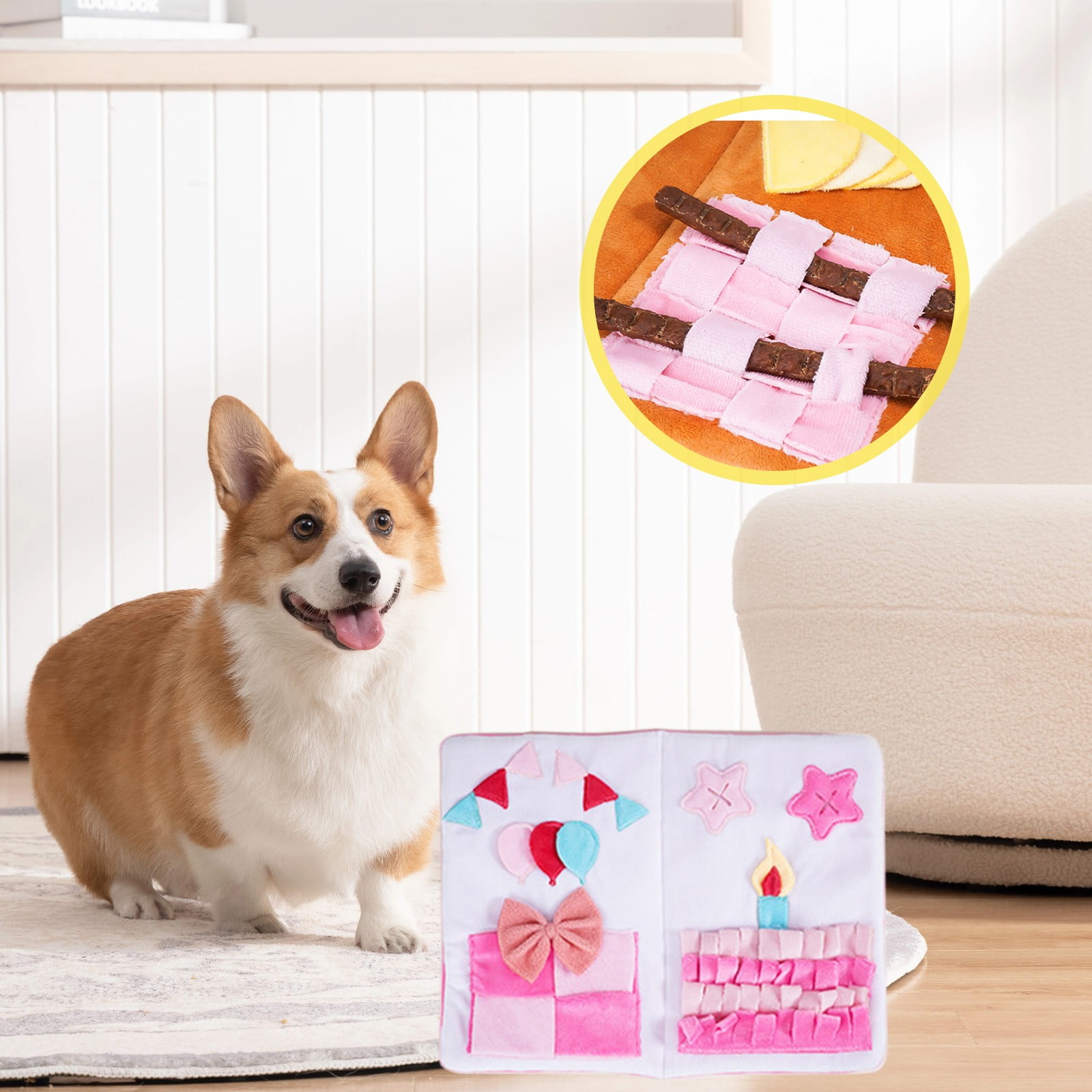 Interactive Toy For Dogs With Hidden Treat Pockets Soft Fabric Book ...