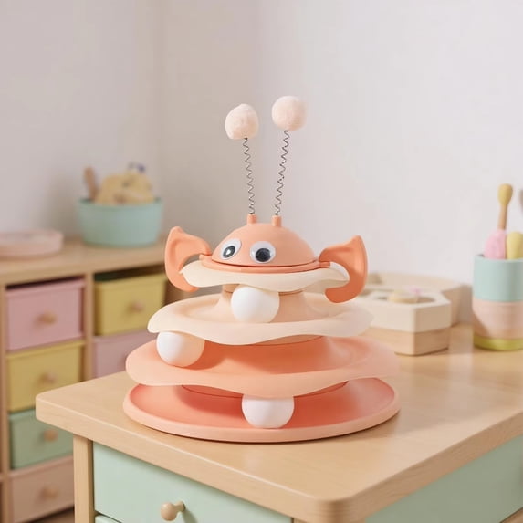 Interactive Toys for Cats - 3-Level Turntable Tower with Balls, Indoor ...