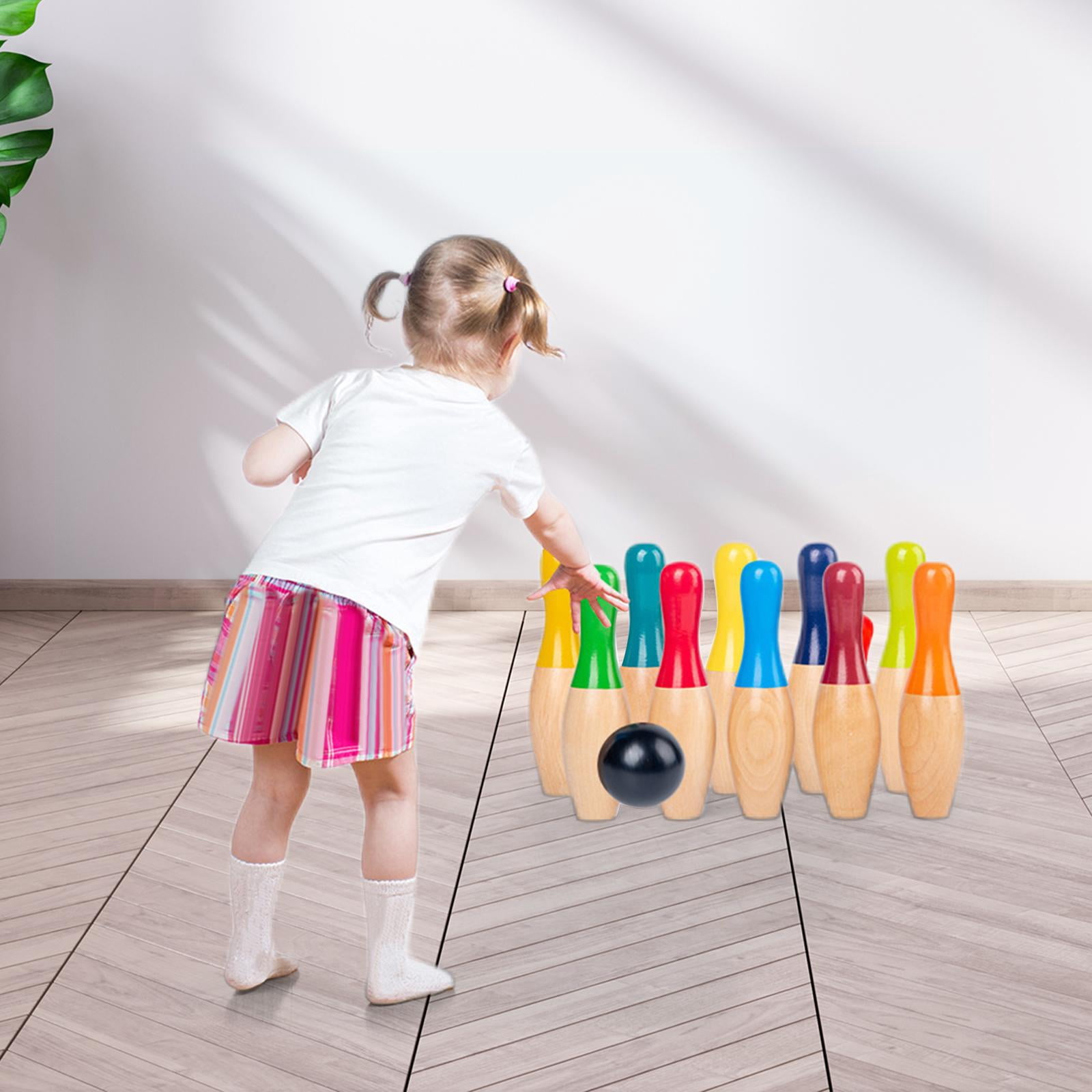 Interactive Toys Wood Bowling Set Skittles Toys Advanced Sports ...